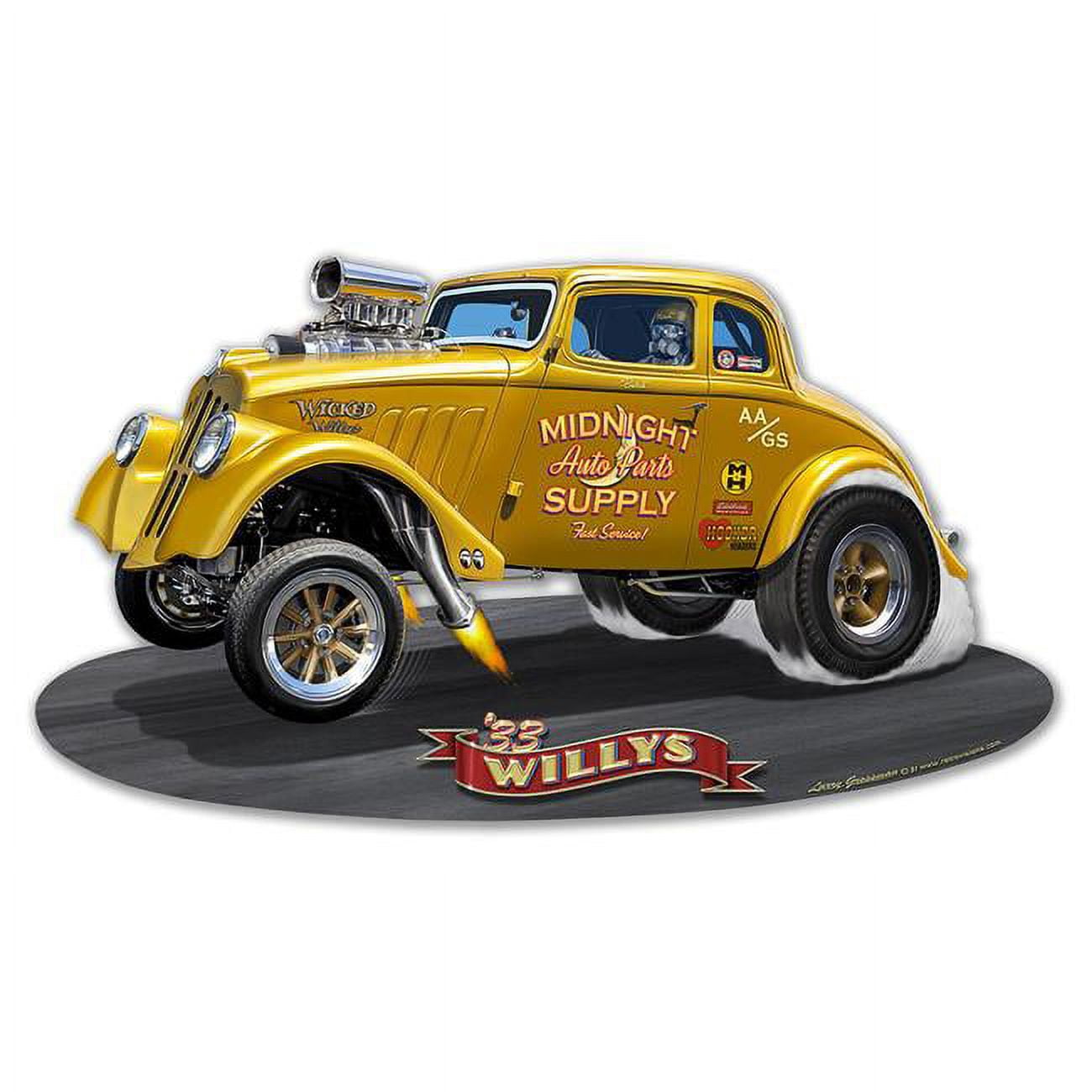 Pasttime Signs LGC116 16 x 9 in. Custom Shape 1933 Willys Gasser ...