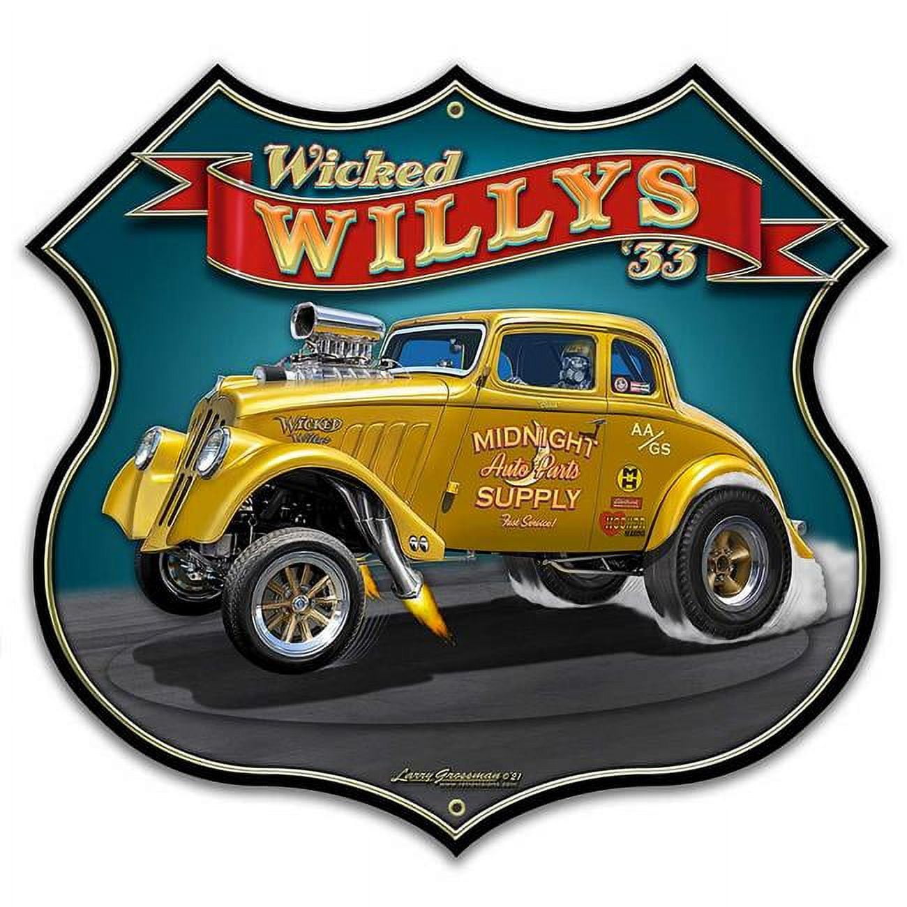 Pasttime Signs LGC124 16 x 15 in. Custom Shape 3D 1933 Wicked Willys ...