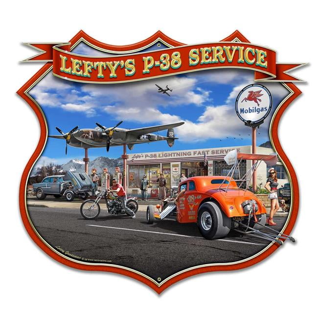 Pasttime Signs LGC445 22 x 20 in. LGC445 Leftys P-38 Service Metal Sign ...