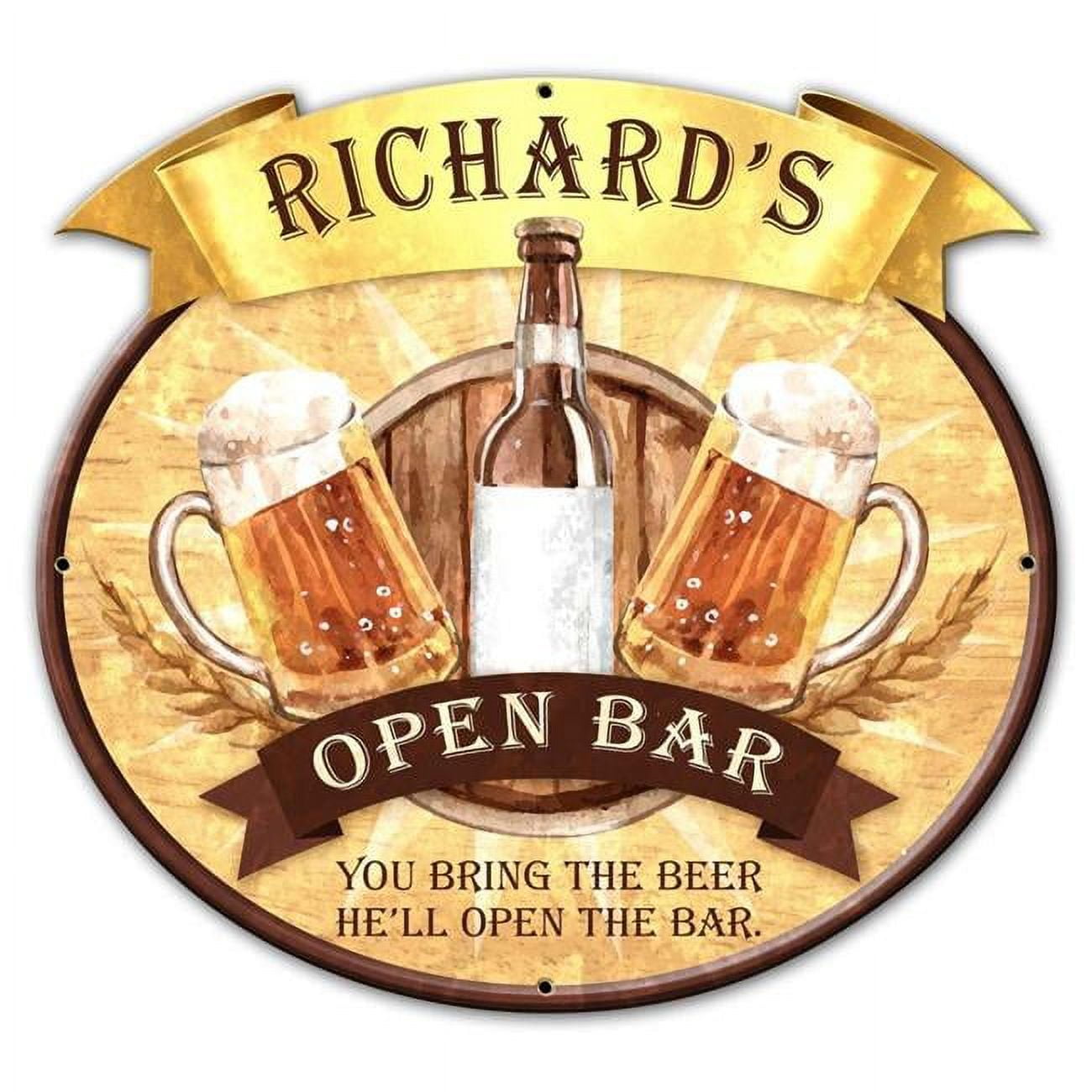 Pasttime Signs PSB357 25 x 23 in. Open Bar Personalized Vintage Metal ...