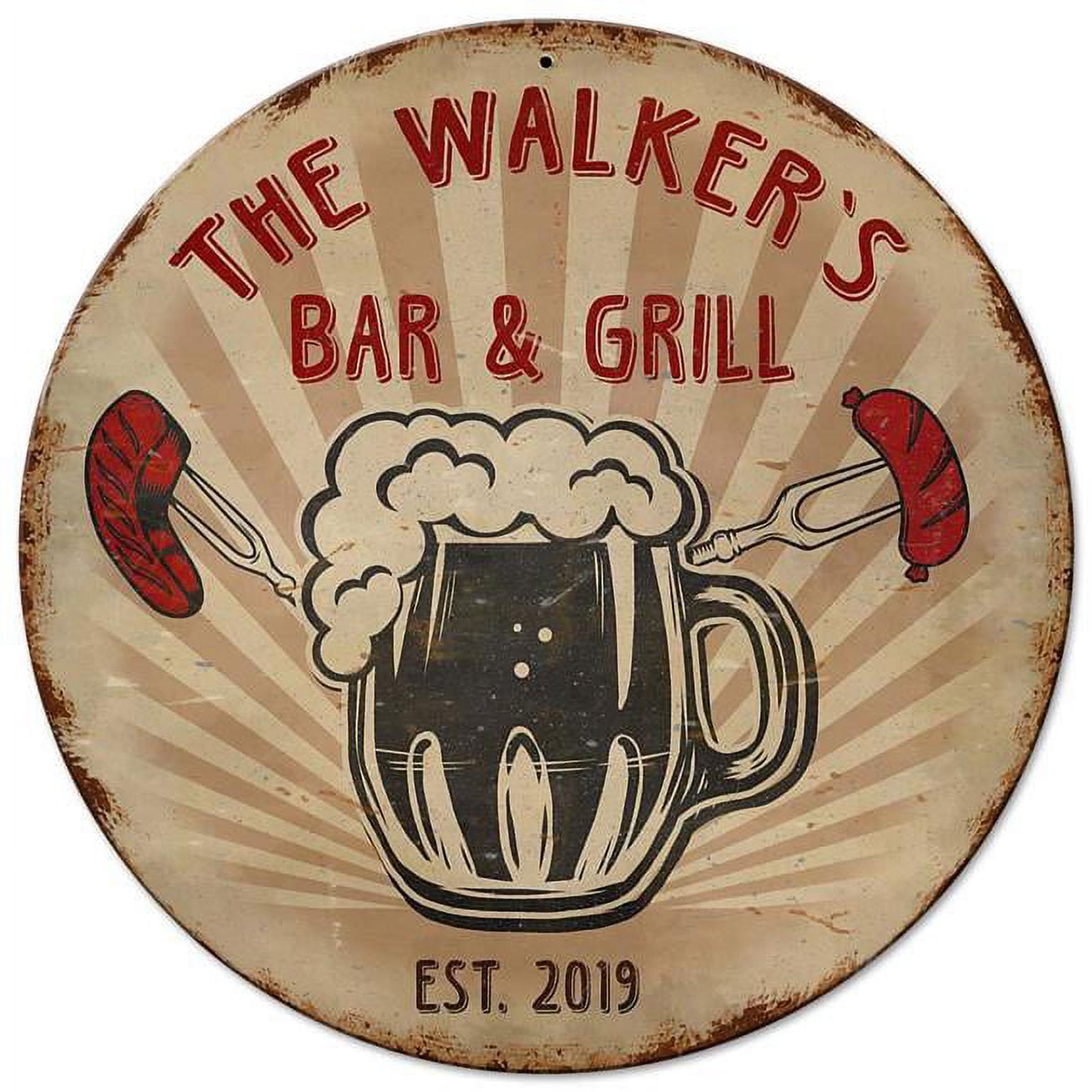 Pasttime Signs PTSB279 14 x 14 in. Personalized Bar & Grill Vintage ...