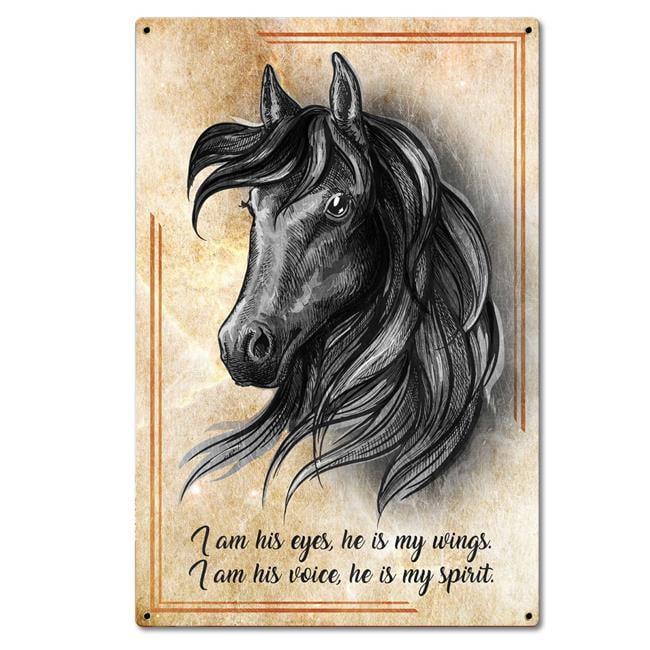 Pasttime Signs PTSB554 16 x 24 in. Horse Wing Spirit Satin Metal Sign ...