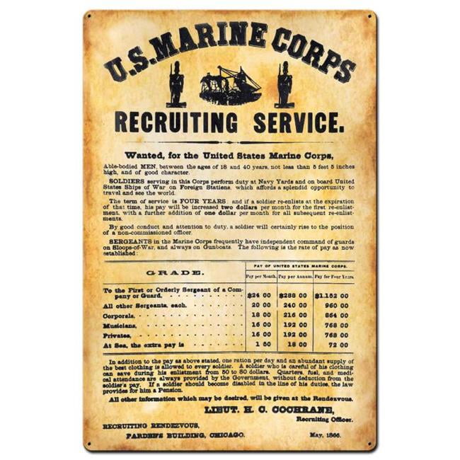 Pasttime Signs US Marine Corps Recruiting Poster Metal Sign - 21 x 31 ...