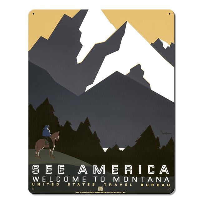 Pasttime Signs VTG087 24 x 30 in. See America Welcome Montana 1 Vintage ...
