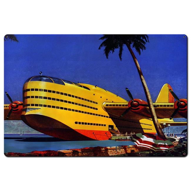 Pasttime Signs VTG201 Fantasy Seaplane Vintage Metal Sign - Walmart.com