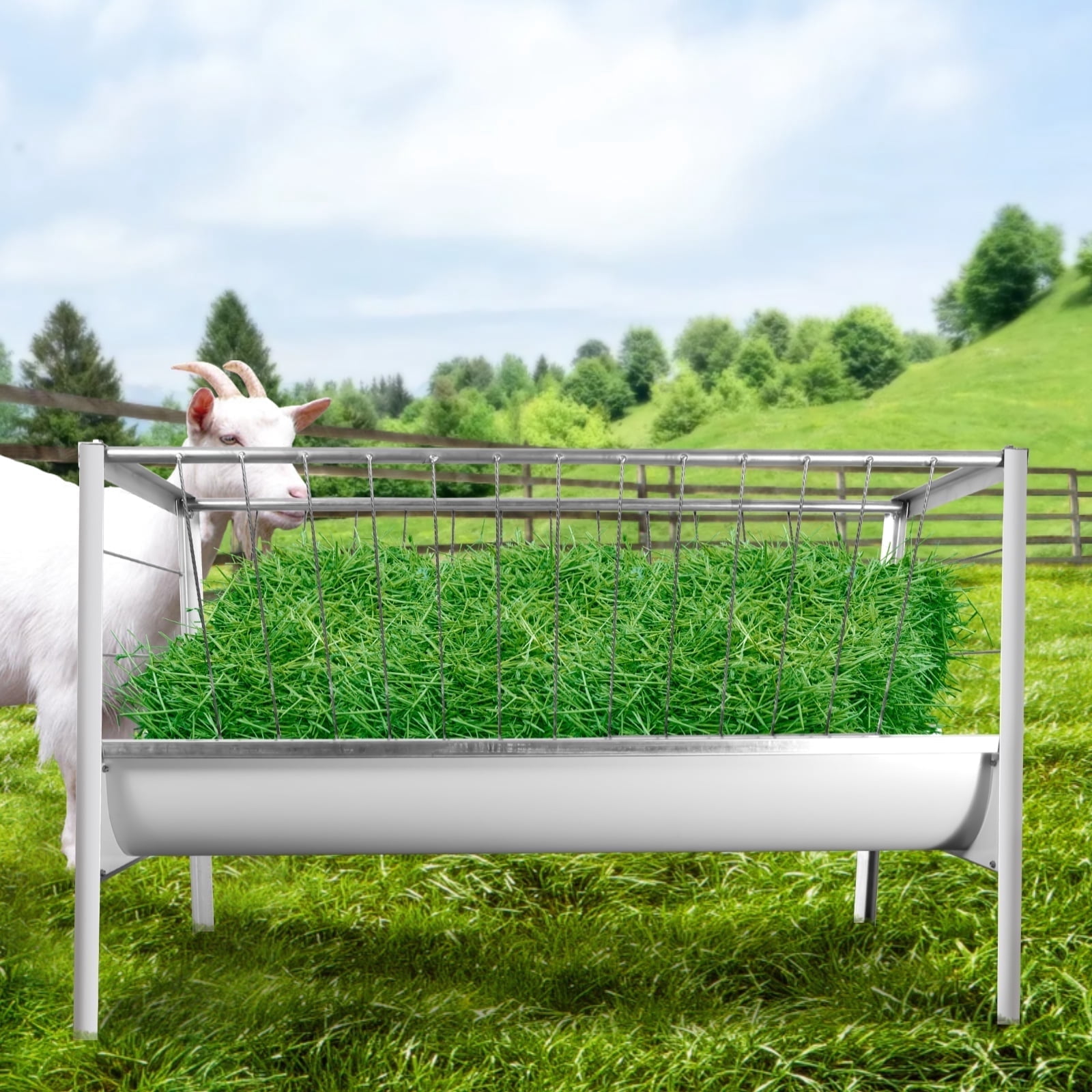 Pasture Feeder & Livestock Goat Feeder, Goat Hay Feeder with 77 Gallon ...