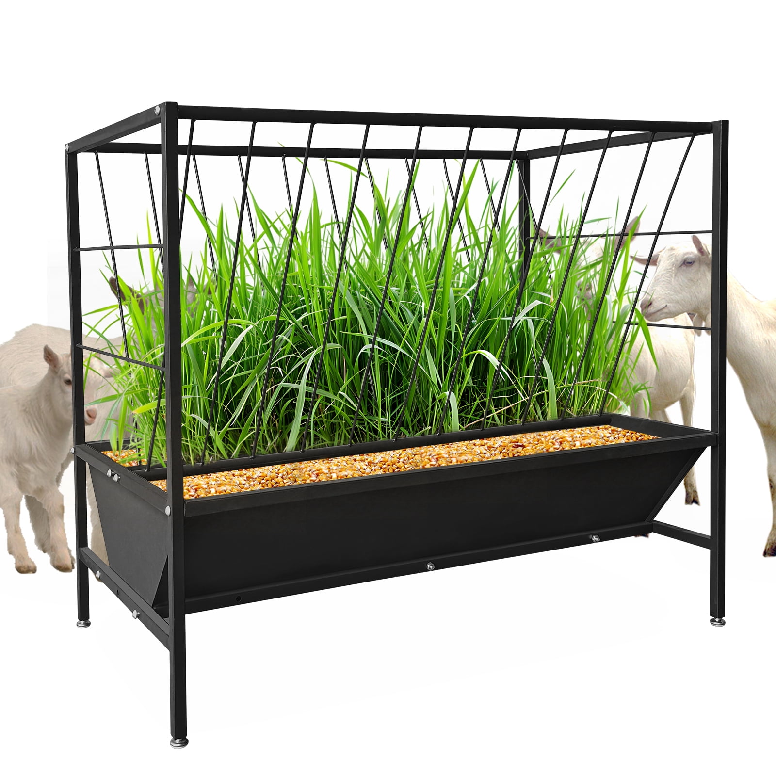 Pasture Hay Feeder 45 Gallon, Heavy-Duty Steel Hay Grain Livestock ...