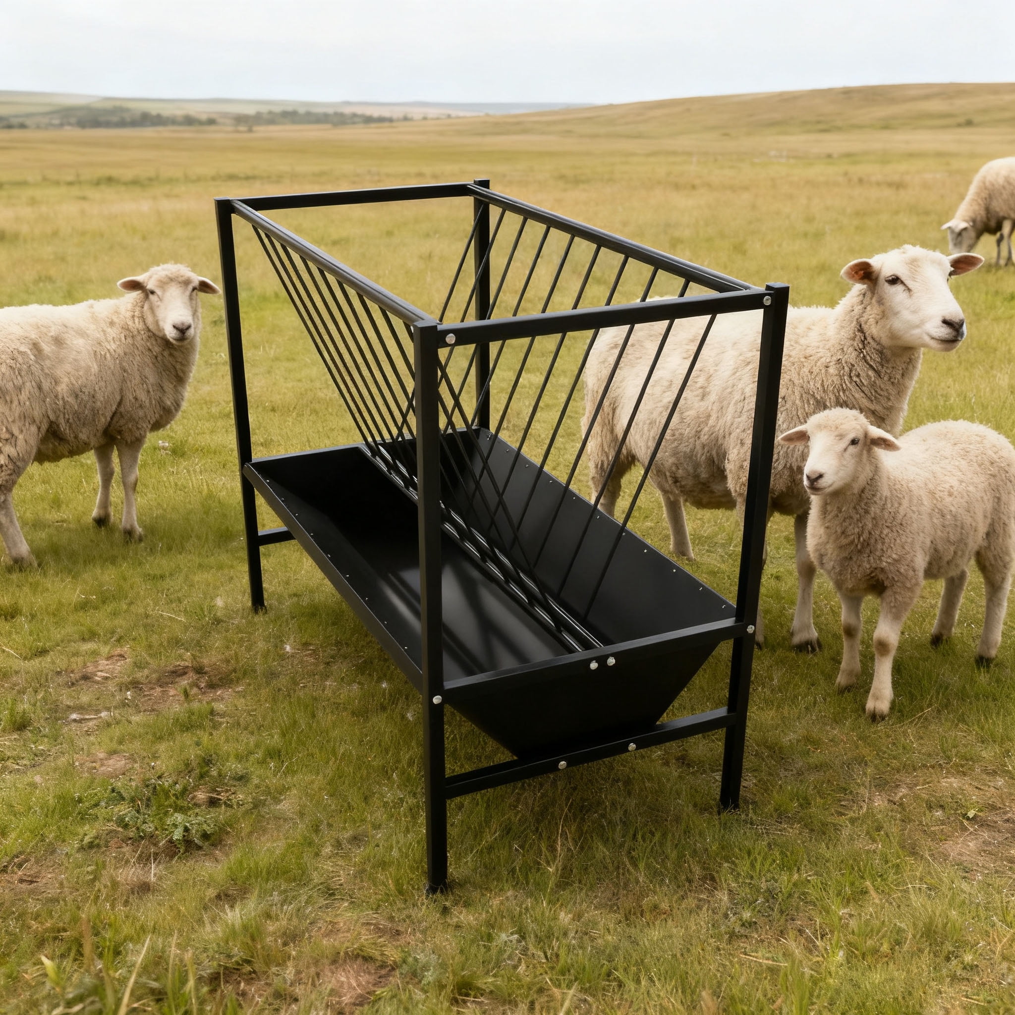 Pasture Hay Feeder 70 Gallon, 2-in-1 Livestock Feeding Trough with 25 ...