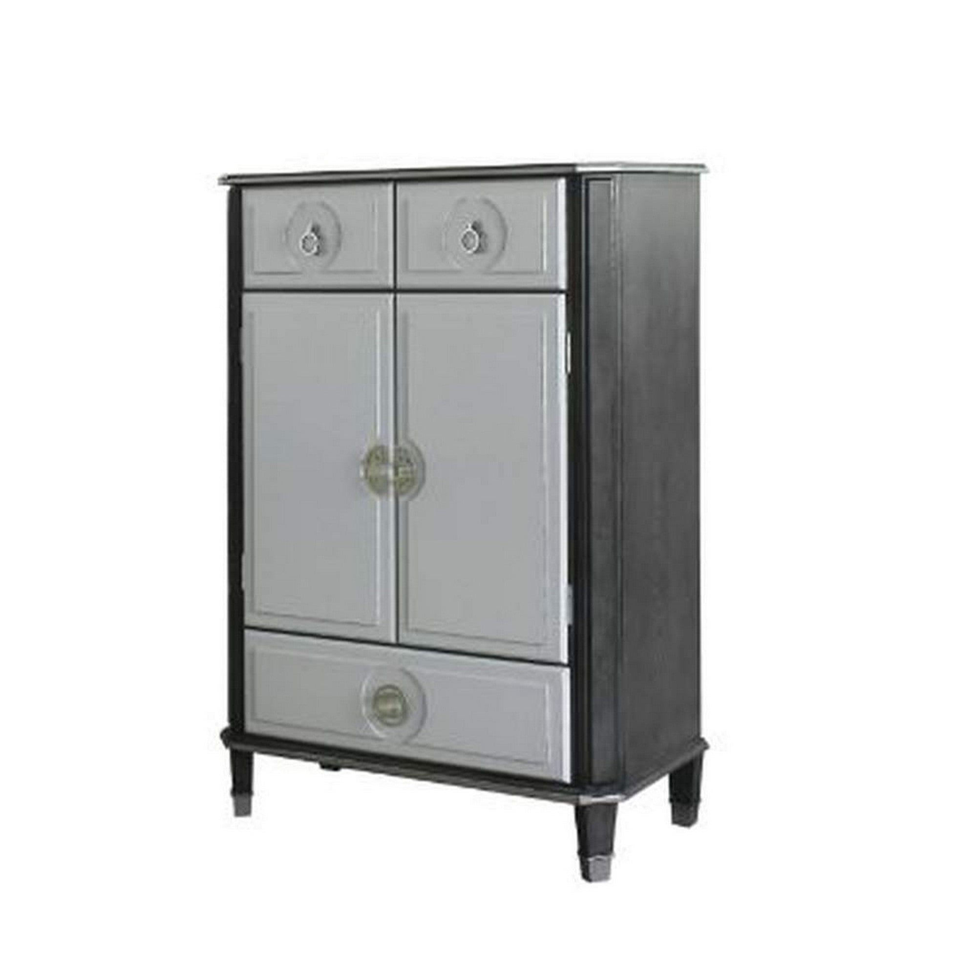 Pat 52 Inch Wood Tall Armoire Cabinet, 3 Felt Lined Drawers, Black and ...