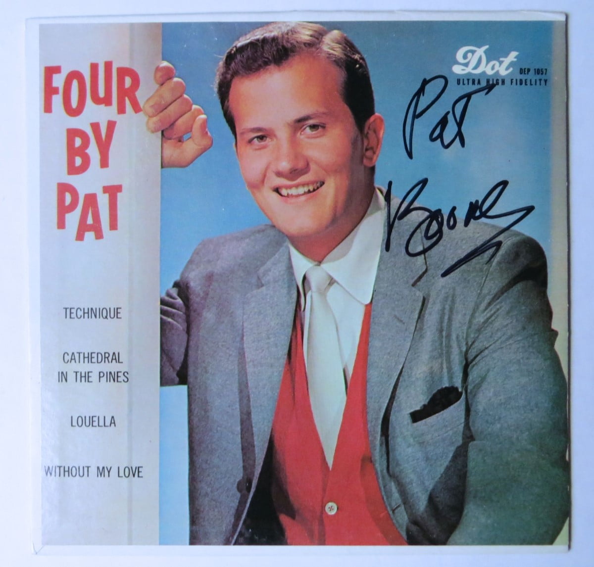 Pat Boone Signed Autographed 45" Record Sleeve Four By Pat JSA EE19988 ...