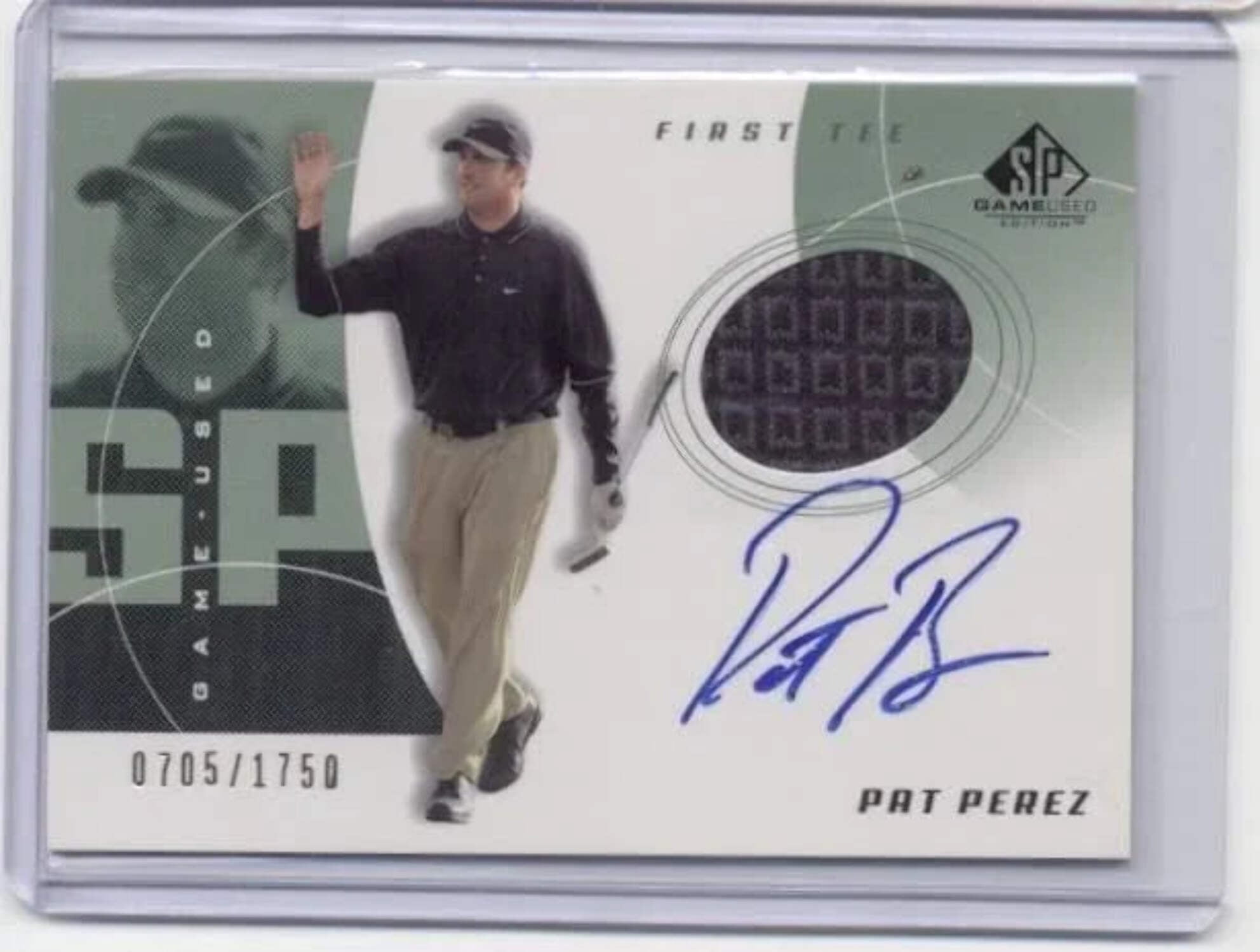 Pat Perez certified autograph 2002 SP Golf First Tee worn shirt card ...
