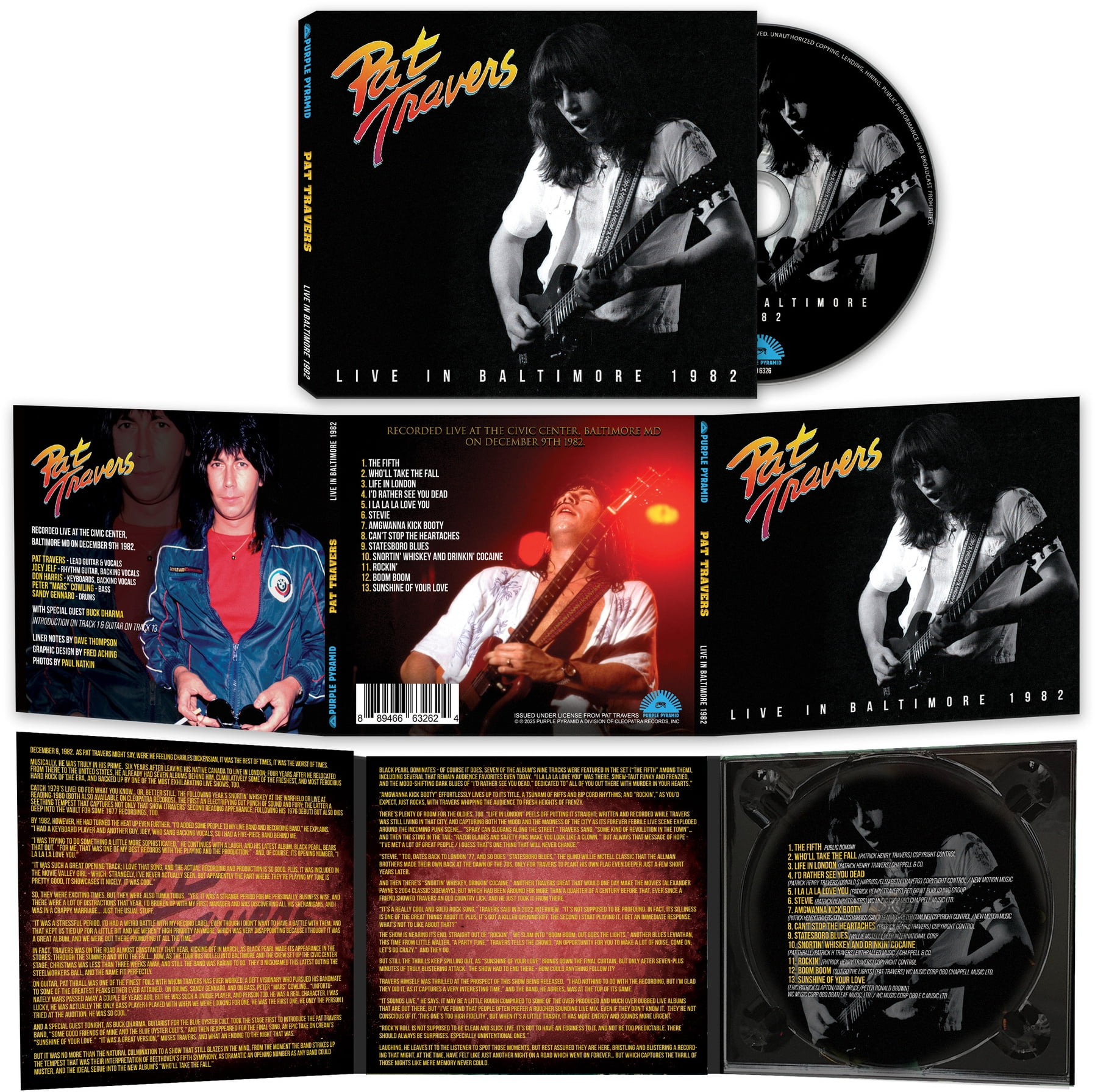 Pat Travers - LIVE IN BALTIMORE 1982 - Music & Performance - CD ...