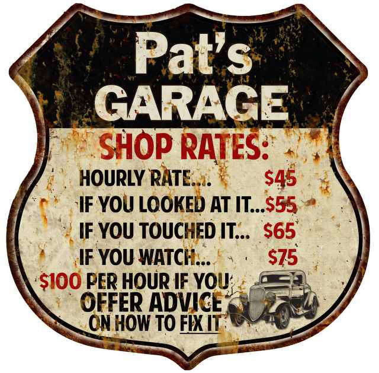 Pat's Garage Shop Rates Sign Gift 8x12 Metal Sign 211110019460 ...
