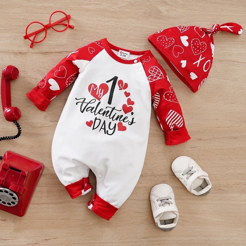 PatPat 2pcs Baby Boy/Girl 95% Cotton Heart & Letter Print Contrast ...