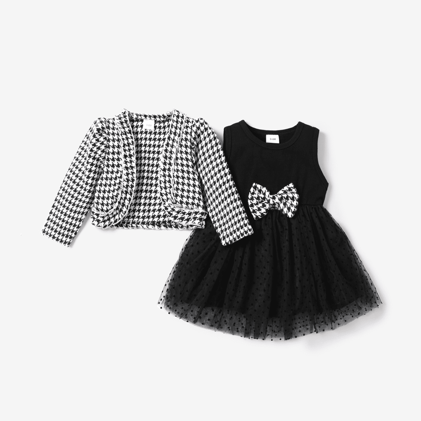 PatPat 2pcs Baby Long-sleeve Plaid Cardigan and Tutu Mesh Dress Set ...