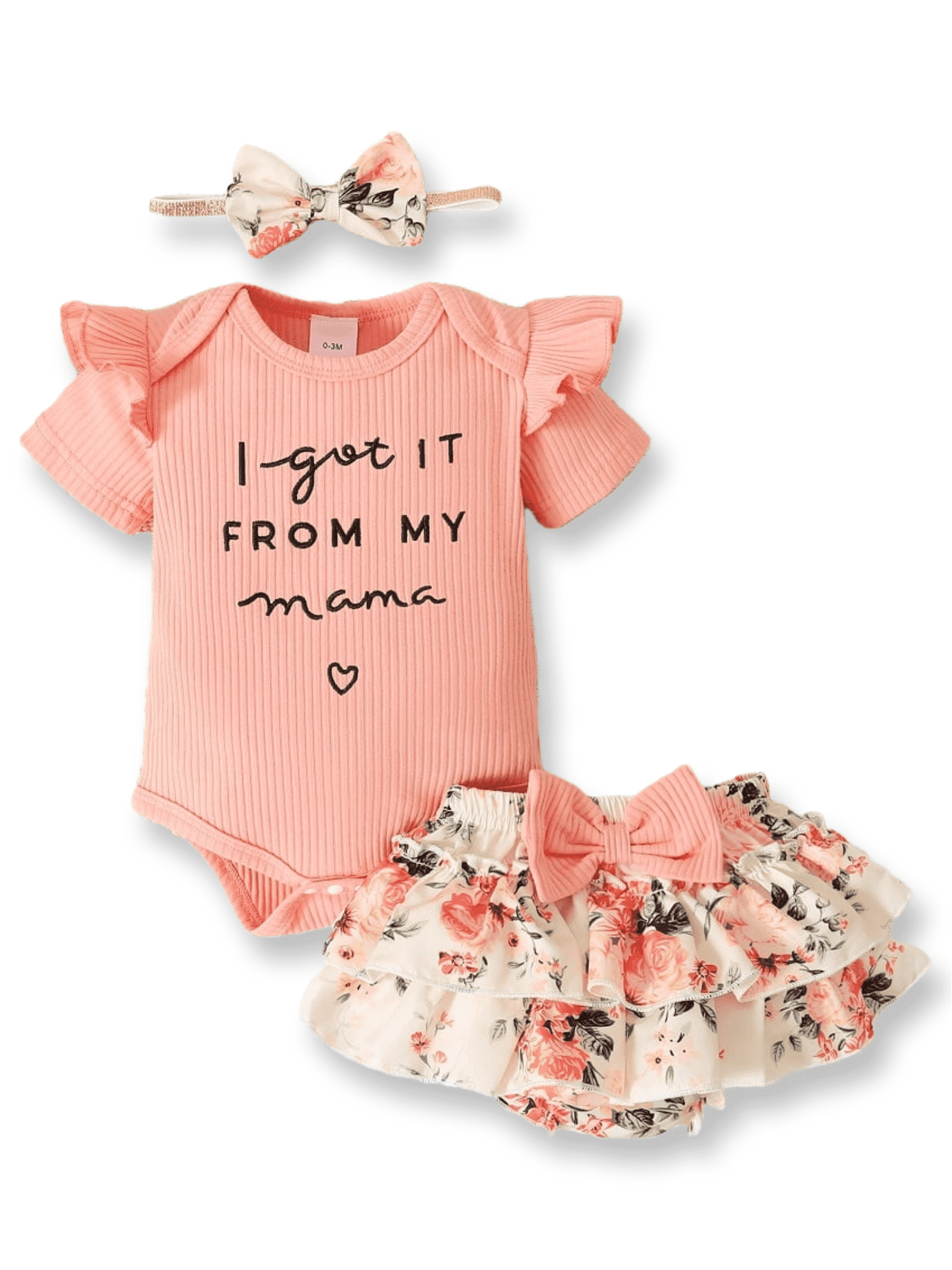 PatPat Baby Girl 95% Cotton Romper, Floral Ruffled Shorts and Headband ...