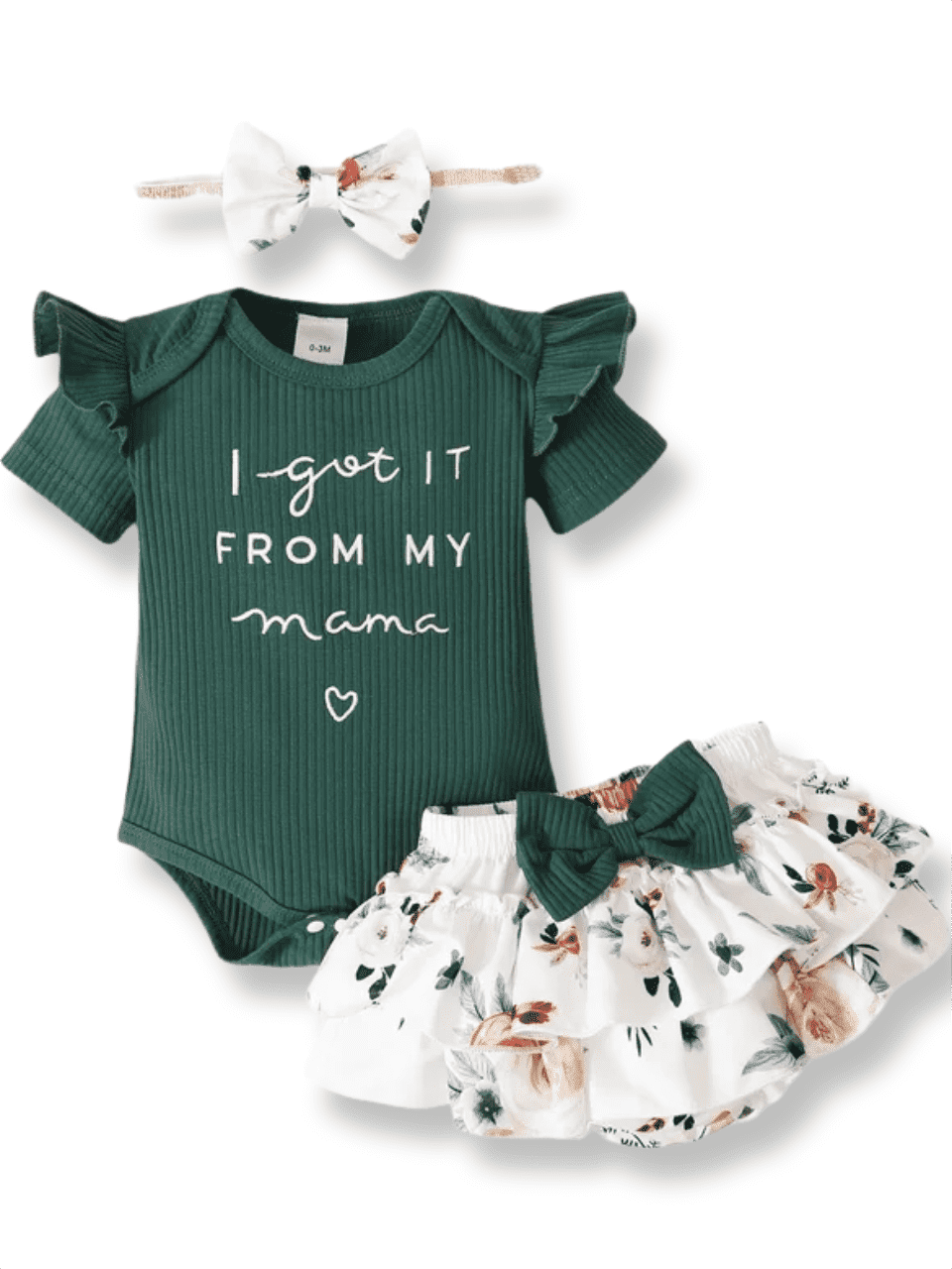 PatPat Baby Girl 3pcs Cotton Romper Shorts Headband Set for 0-18 Months ...