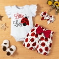 PatPat Cute 3pcs Infant Girl Ladybug Set: Long Sleeve Romper, Bowknot ...