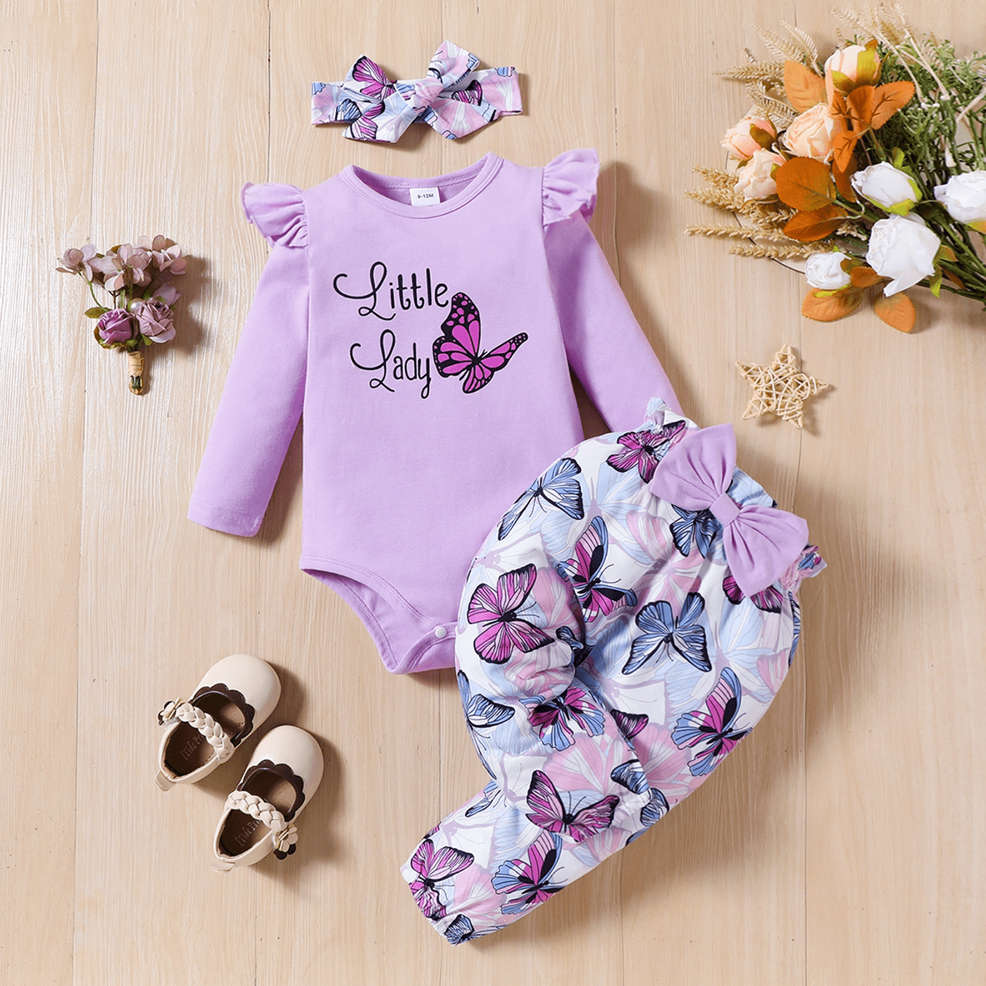 PatPat Baby Girl Clothes, 3pcs Ladybug Romper, Bowknot Pants, Headband Set - Walmart.com
