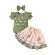 PL Baby by Petit Lem Baby Girl Peplum Top, Shorts, Bodysuit & Headband ...