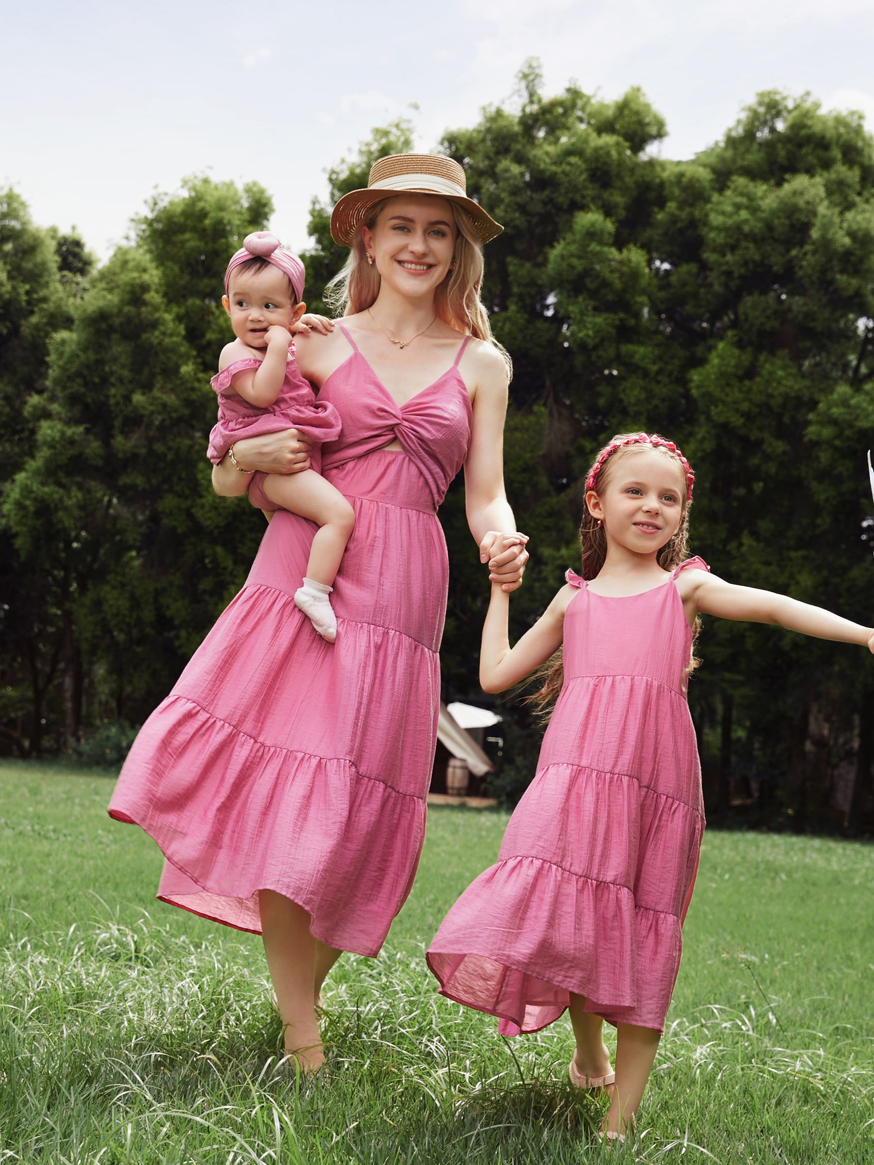 PatPat Baby Girl Clothes Mommy and Me Outfits Vacation Outfits Pink Wedding Guest Dresses Baby ...