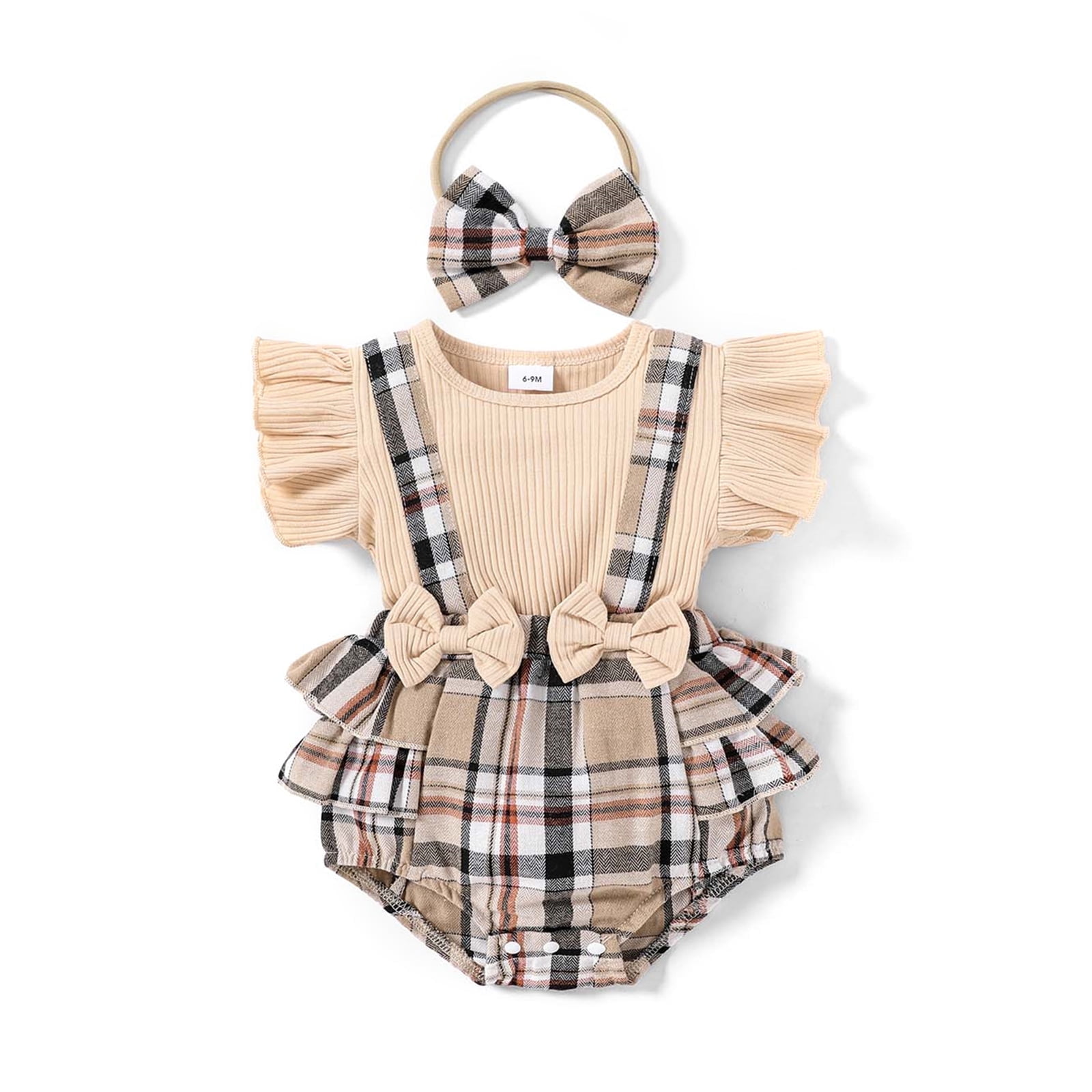 PatPat Baby Girl Clothes Ruffle-sleeve Romper & Headband Set, Sizes 3-6 Months - Walmart.com