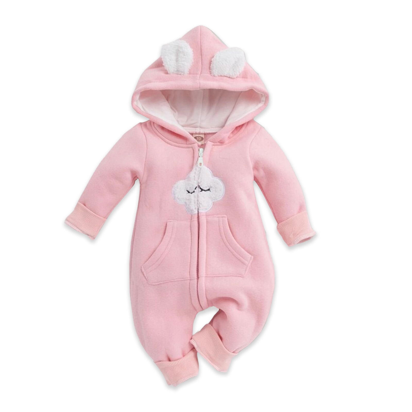 PatPat Baby Jumpsuit Newborn Hooded Rompers Long Sleeve Onesies Winter ...