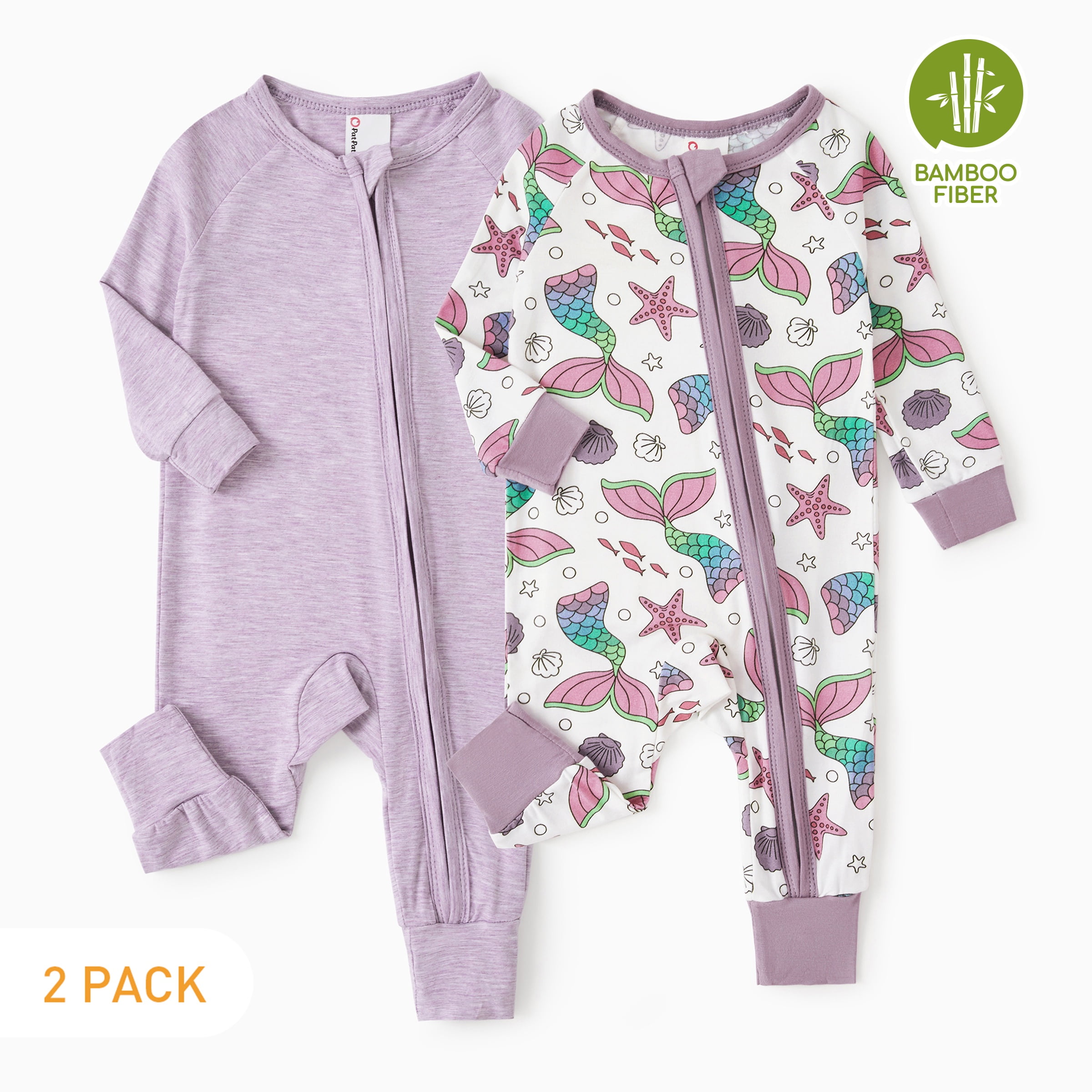 PatPat Baby Girl Clothes Bamboo Viscose Zip Pajamas Snug Fit Newborn ...