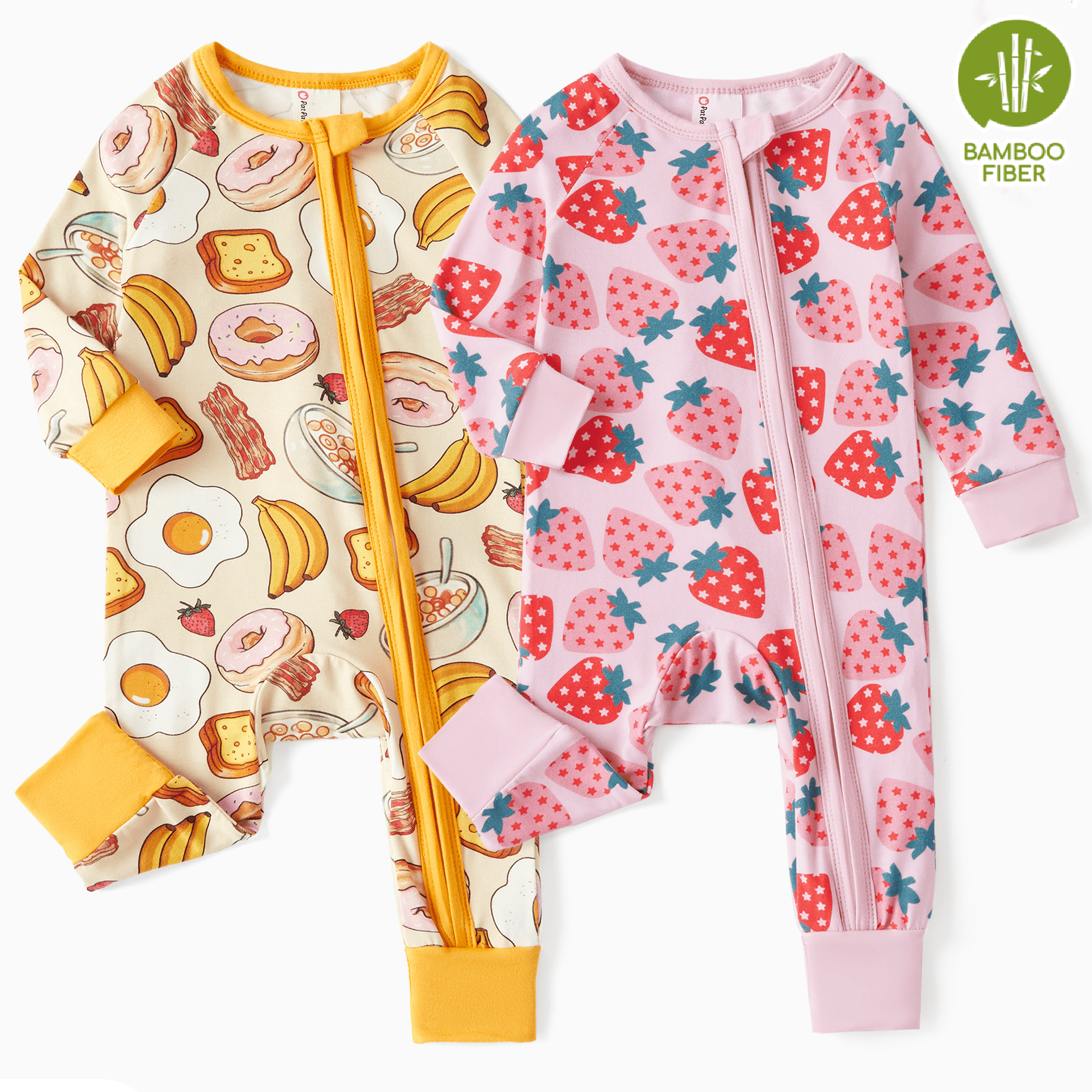 PatPat Bamboo Baby Pajamas, Snug Fit Zipper Sleepwear, Long Sleeves, 0 ...