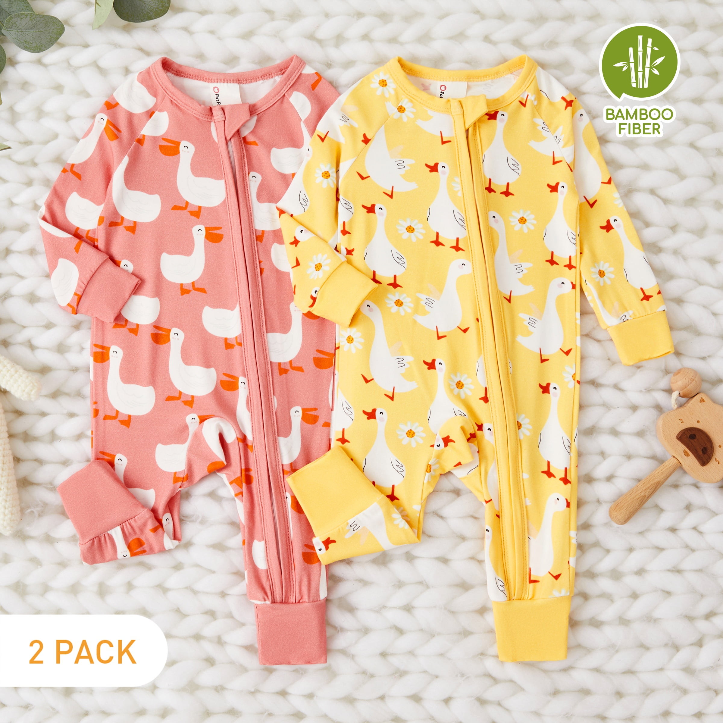 PatPat Bamboo Baby Pajamas Baby Girl Gifts Snug Fit Zipper Long-Sleeved ...