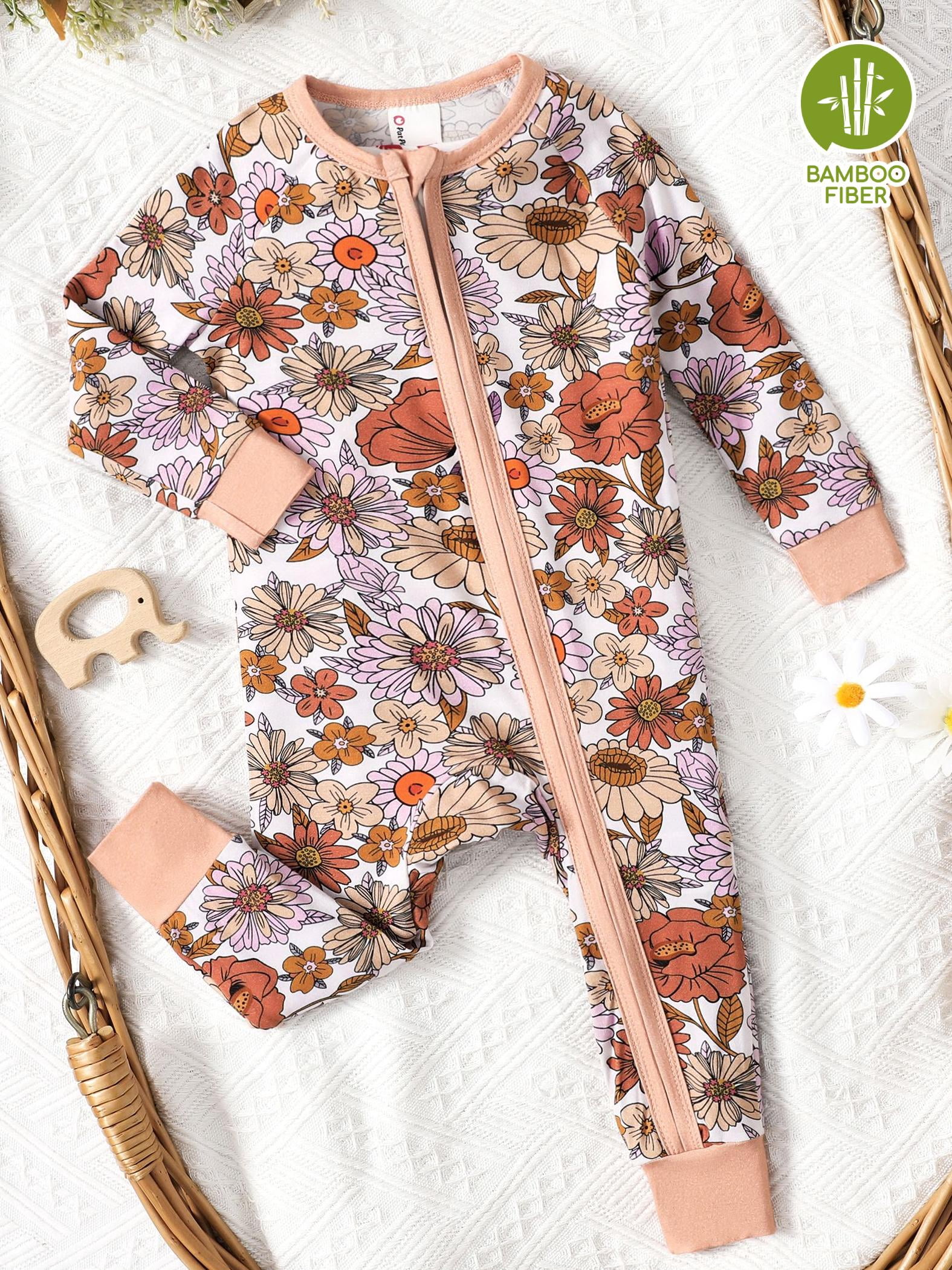 PatPat Bamboo Baby Pajamas Snug fit Baby Girl Boy Long-Sleeved Zipper ...