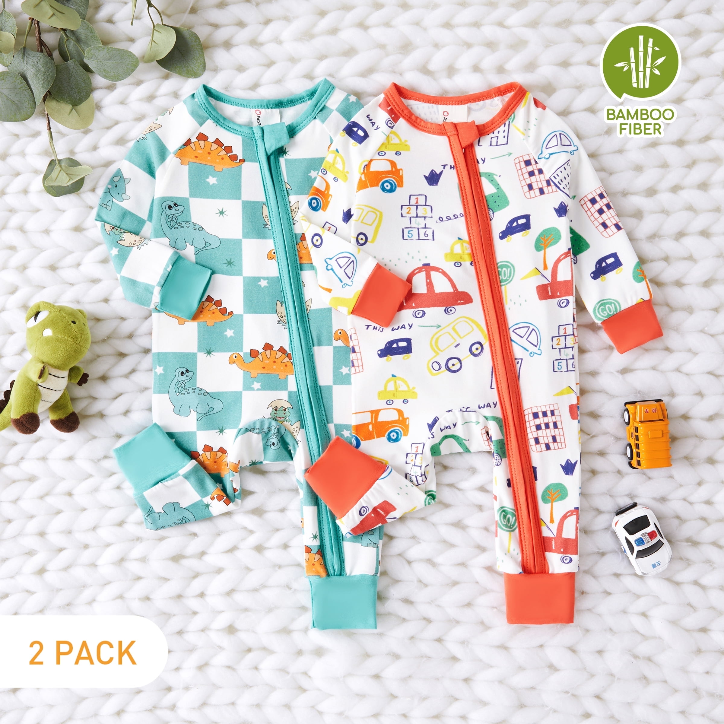 PatPat Bamboo Baby Pajamas Baby Girl Gifts Snug Fit Zipper Long-Sleeved ...