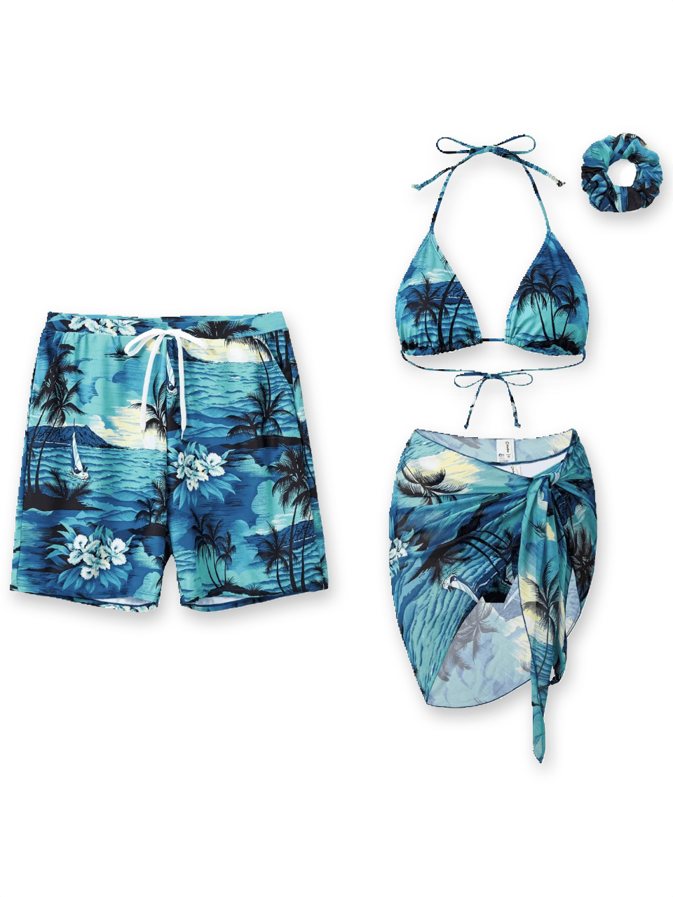 PatPat Bikini Sets For Women Bathing Suits Tropical Blue Beach Coverup ...