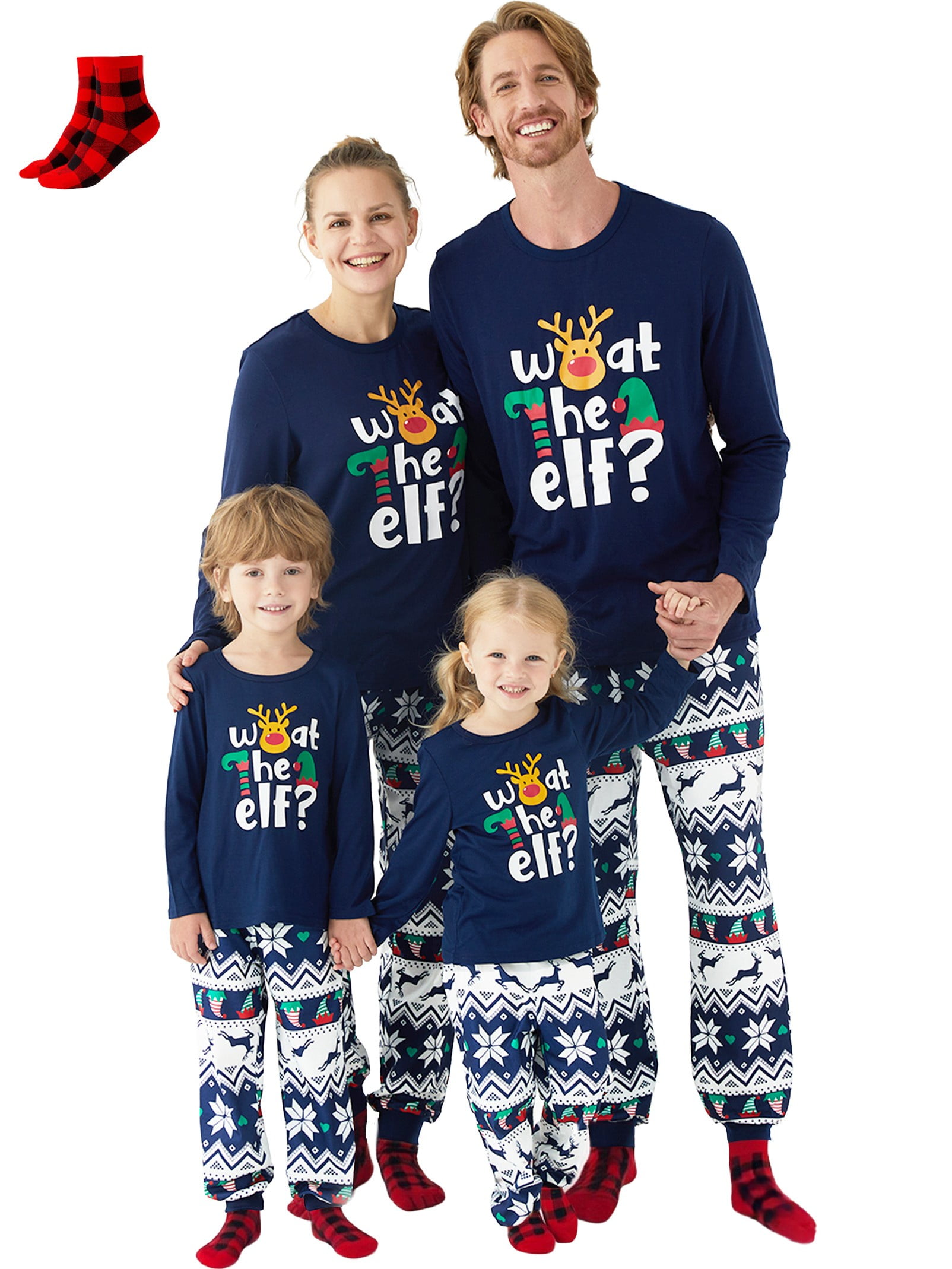 PatPat Family Christmas Pajamas for Women 2 Piece Long Sleeve Blue Elf ...
