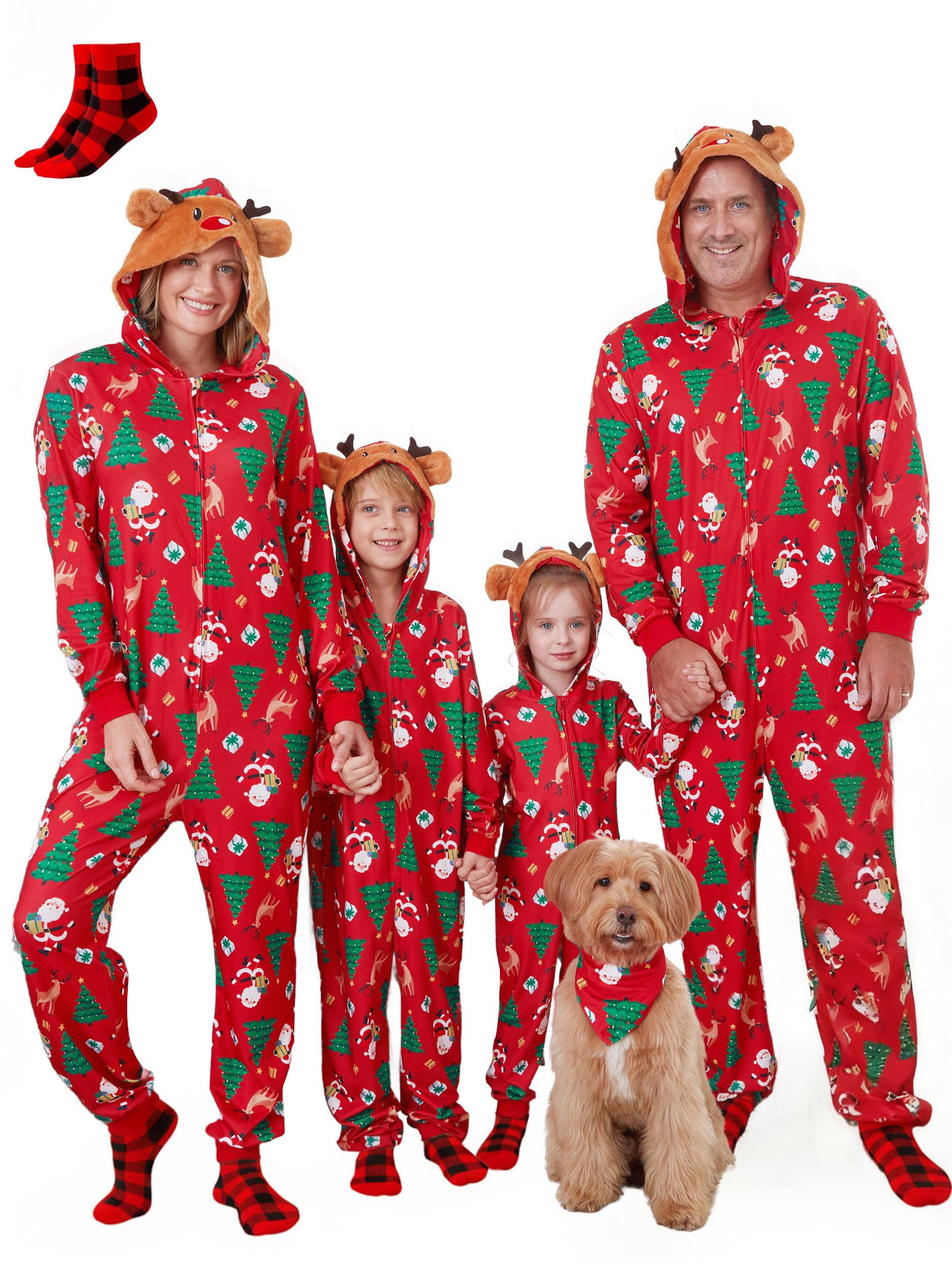 PatPat Christmas Pajamas for Men Family Matching Pajamas One Piece Red ...