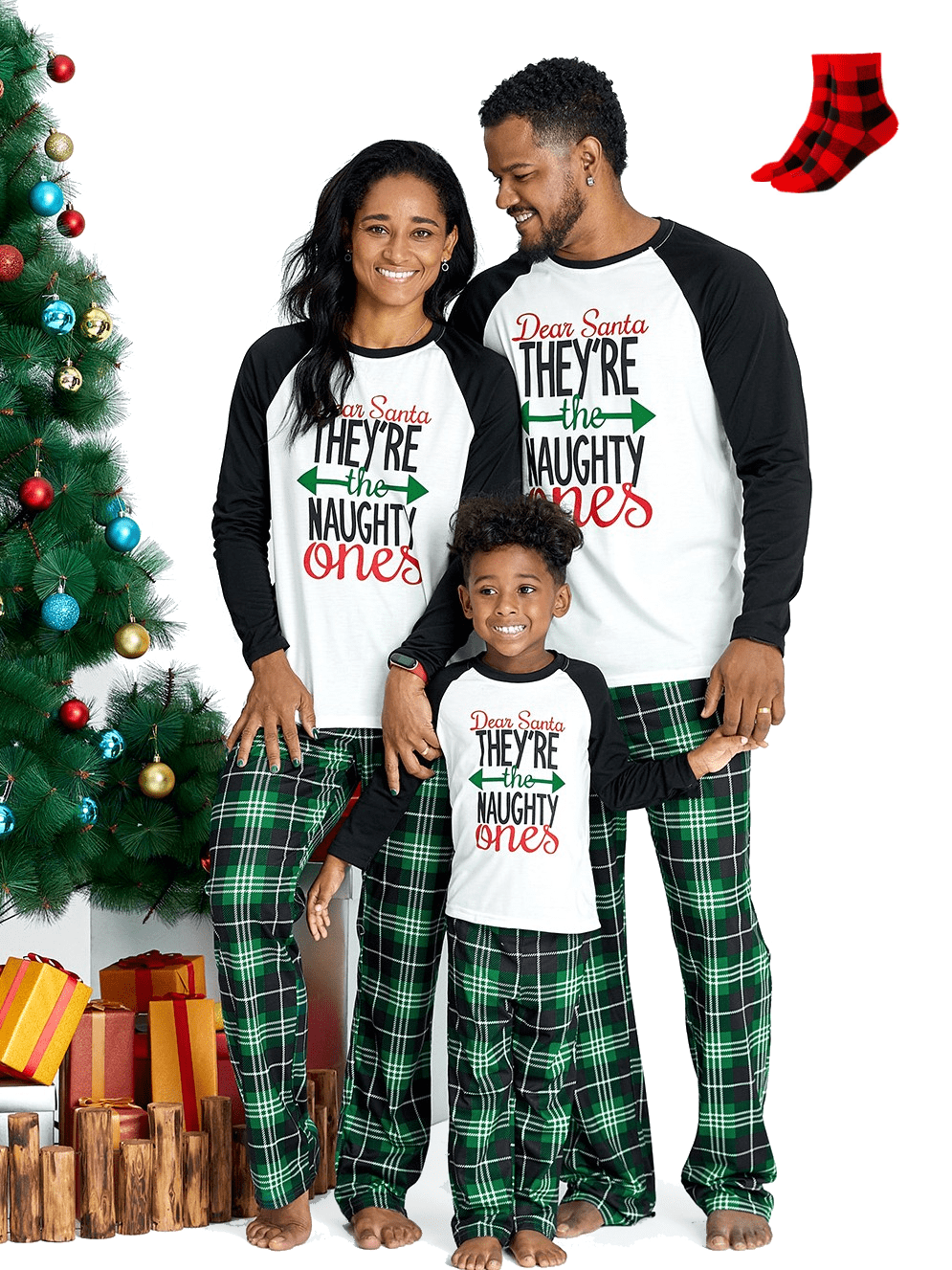 PatPat Christmas Family Matching Pajamas - Top & Plaid Pants Set ...