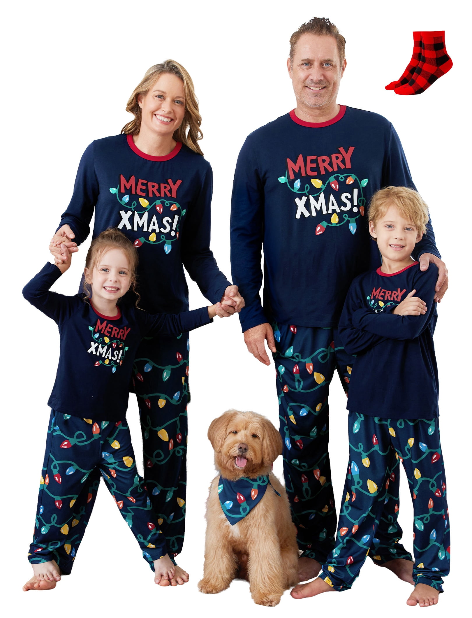 PatPa Mens Christmas Pajamas Set Family Matching Pjs Long Sleeve Tops ...
