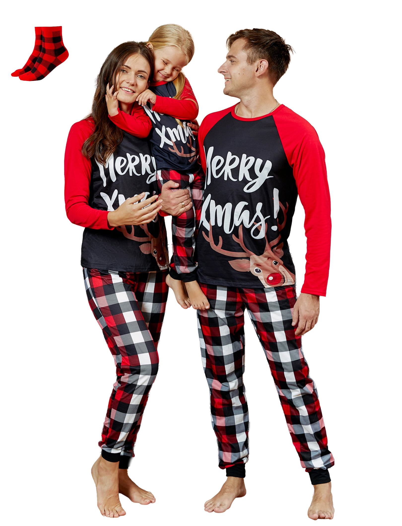 PatPat Christmas Pajamas Family Matching 2 Piece Pjs Sets Letter & Deer ...