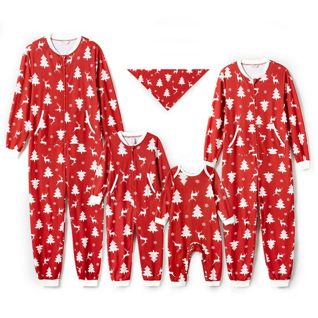 PatPat Christmas Tree and Reindeer Allover Print Family Matching Long ...