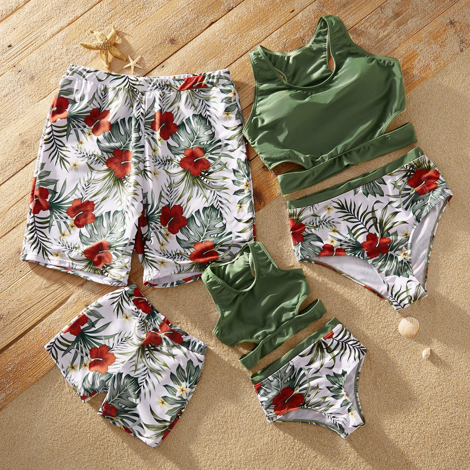 PatPat Cut-out Floral Print Matching Swimsuits - Walmart.com