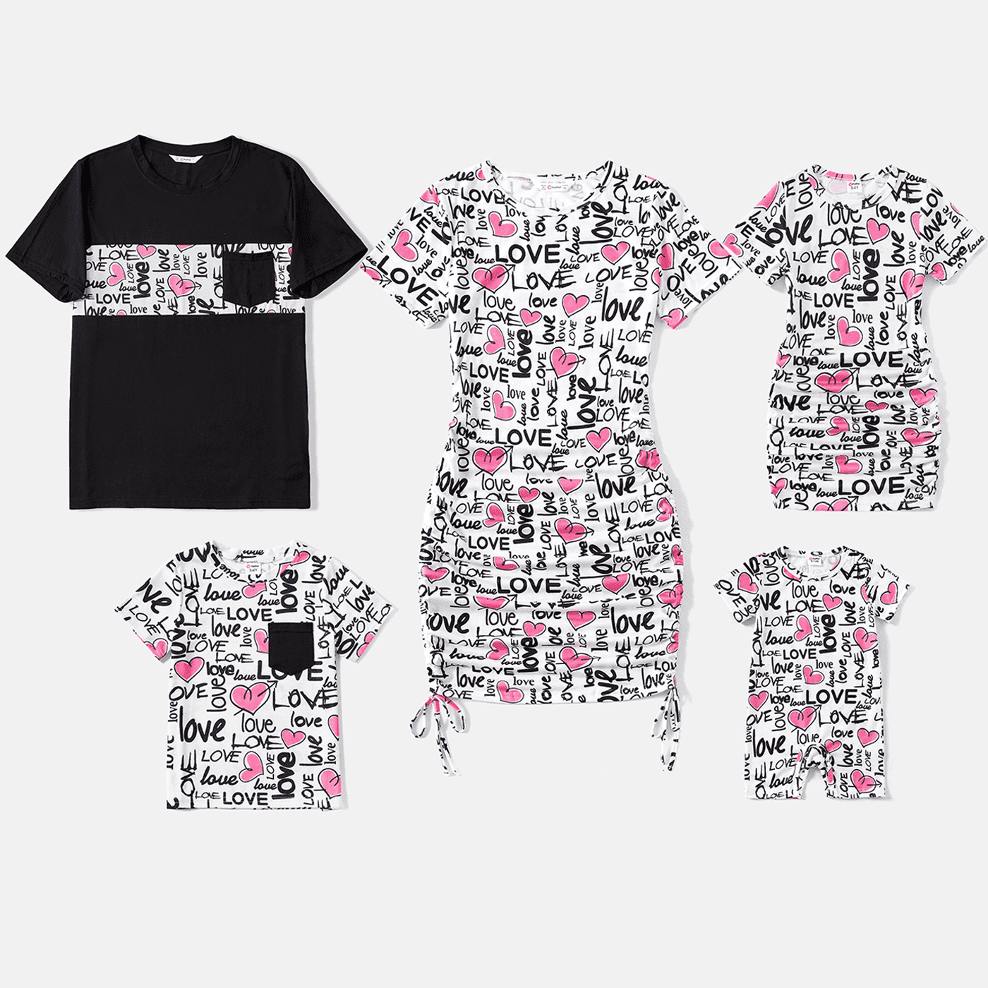 PatPat Girl Dresses Family Matching Mommy & Me Allover Heart & Letter ...