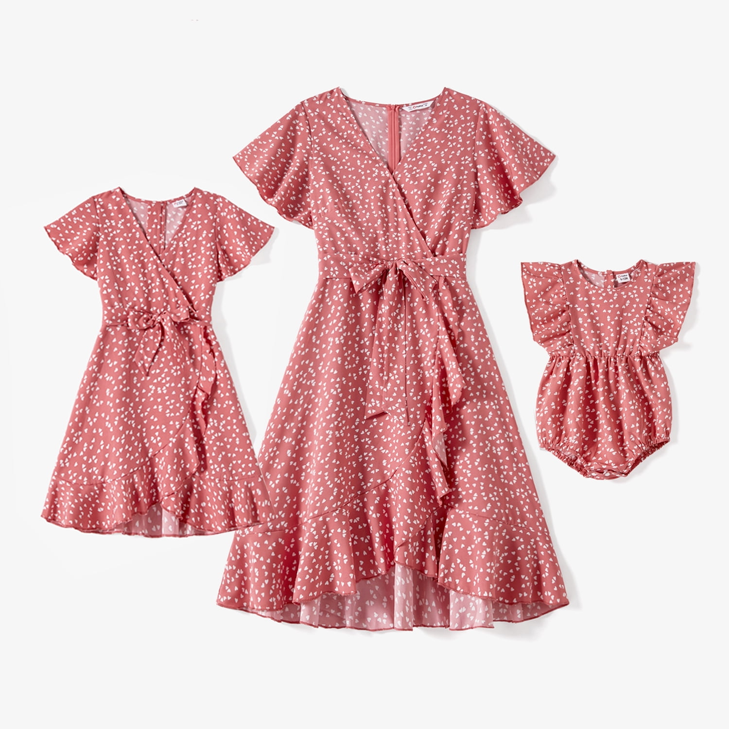 PatPat Family Matching Dresses Pink Women M Mommy and Me Allover Floral ...