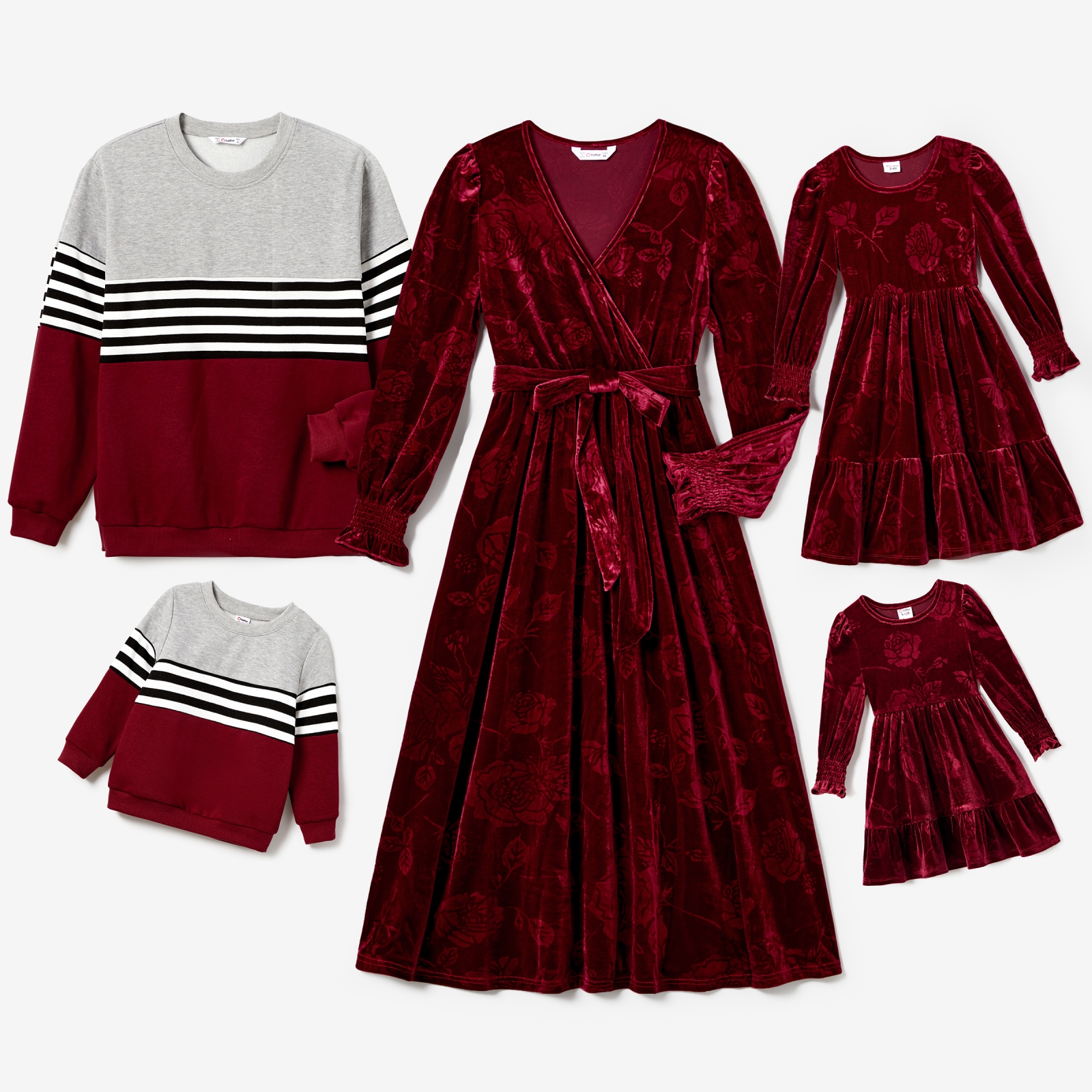 PatPat Family Matching Long-sleeve Color-block Stripe Tops & Dresses ...