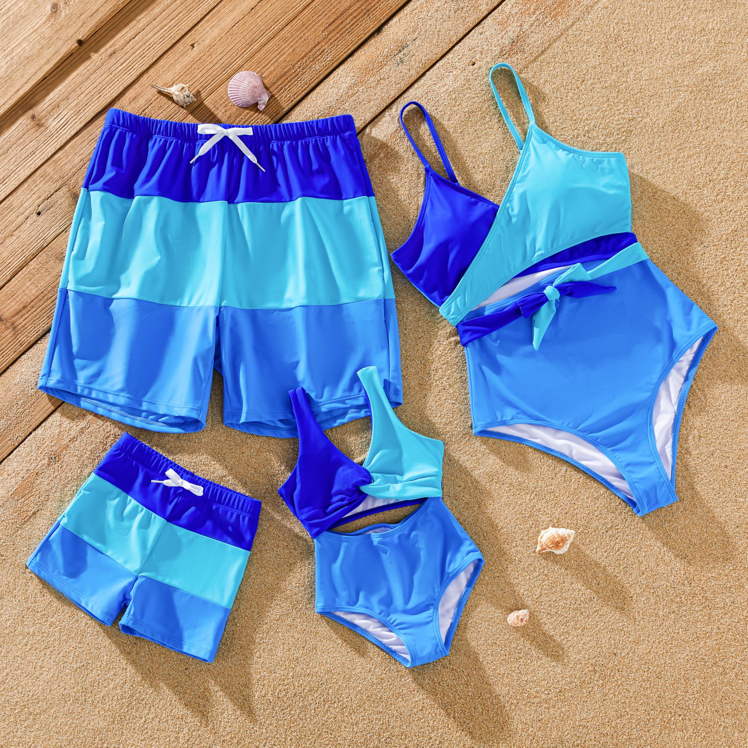 PatPat Family Matching One-piece Bandage Swimwear and Color-block Swim ...