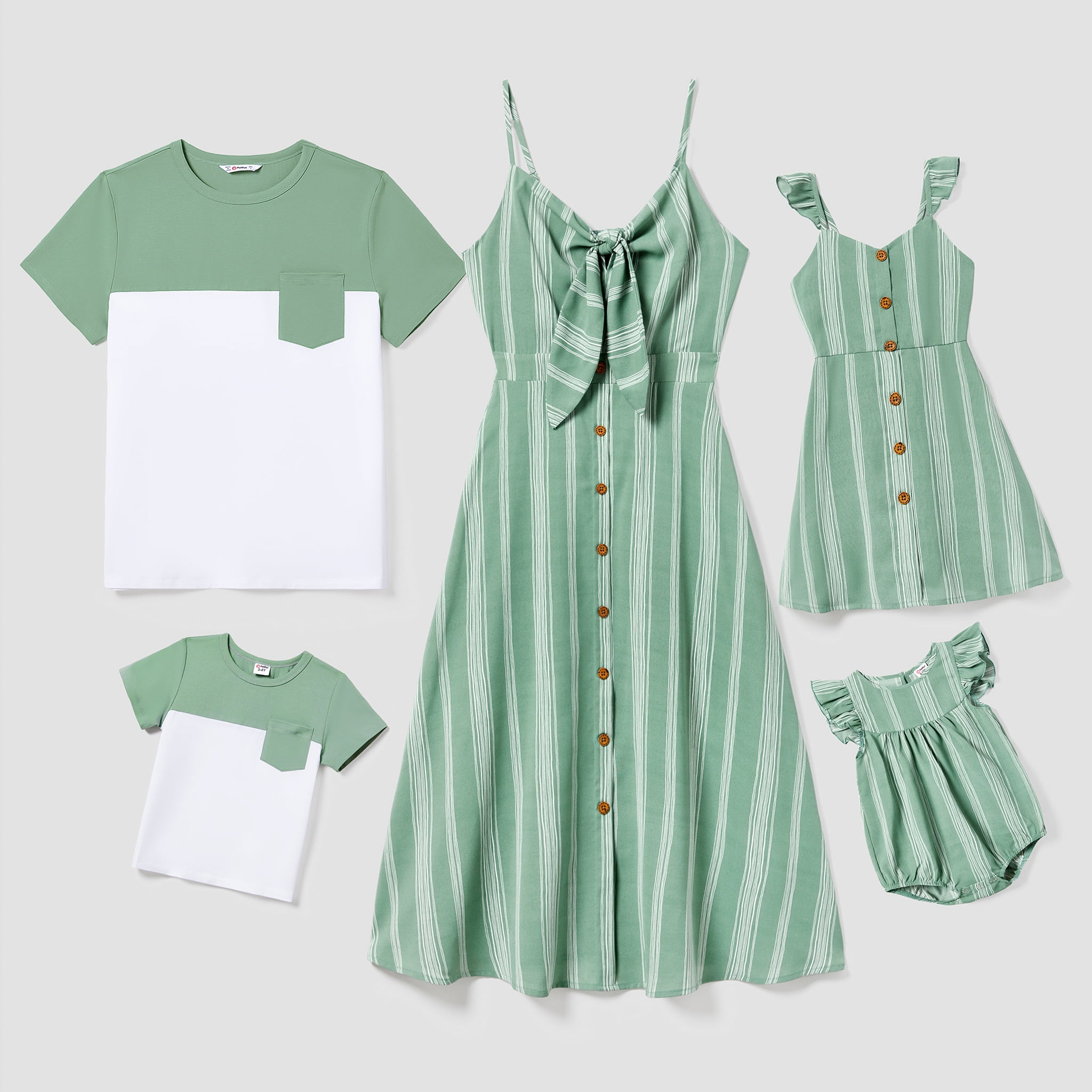PatPat Family Matching Outfit Sets Light bean green Toddler Boy 2T ...