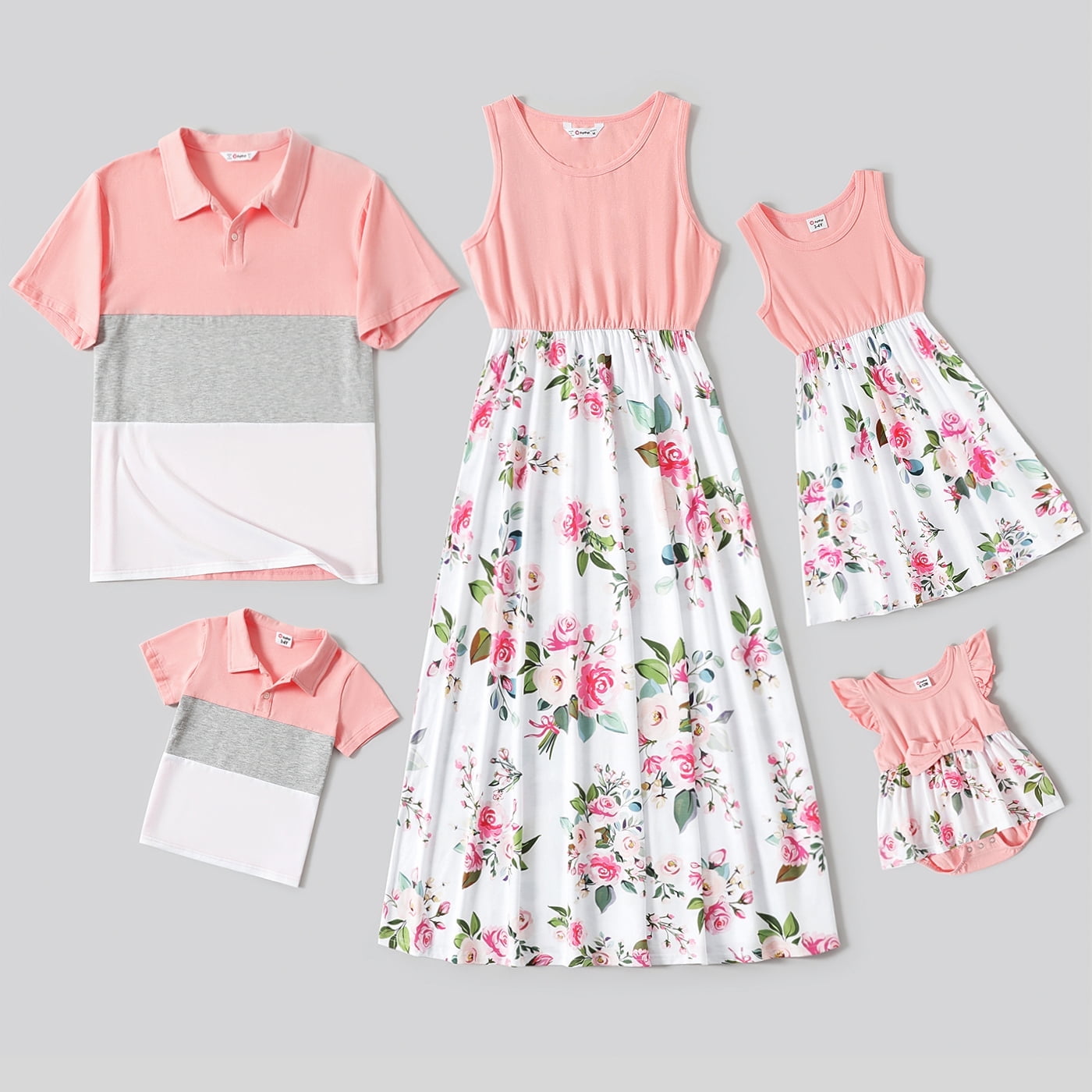 PatPat Family Matching Outfits, Mommy and Me Dresses, Short Sleeve Polo ...