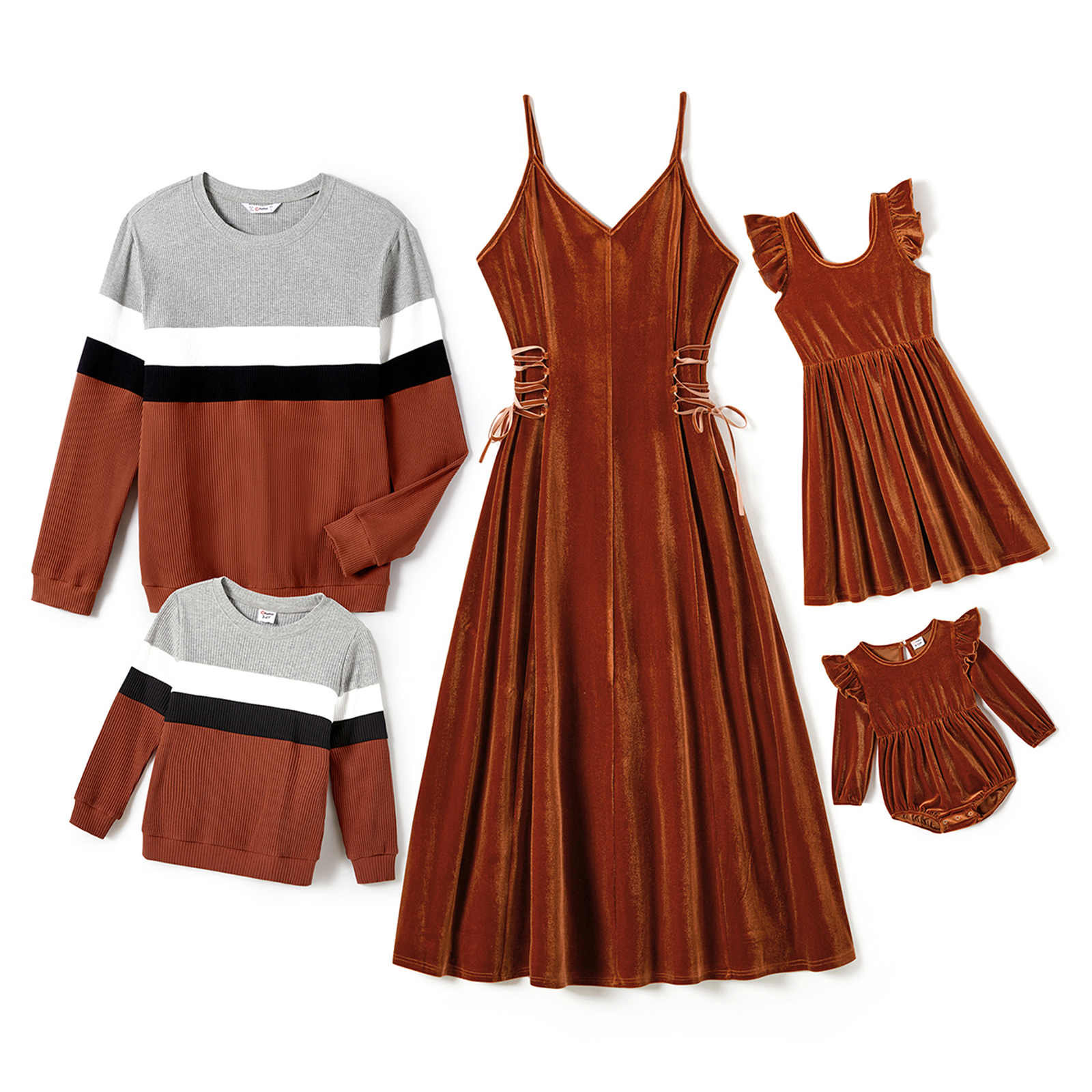 PatPat Family Matching Outfits Solid Dresses And Long Sleeve Colorblock ...