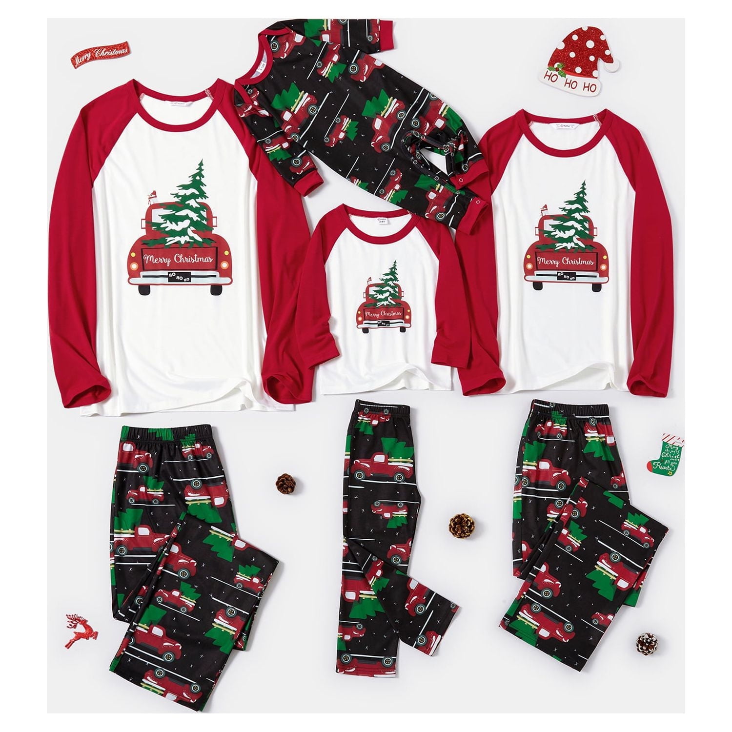 PatPat Christmas Family Matching Pajamas, Red Car Print, Baby-Kids ...