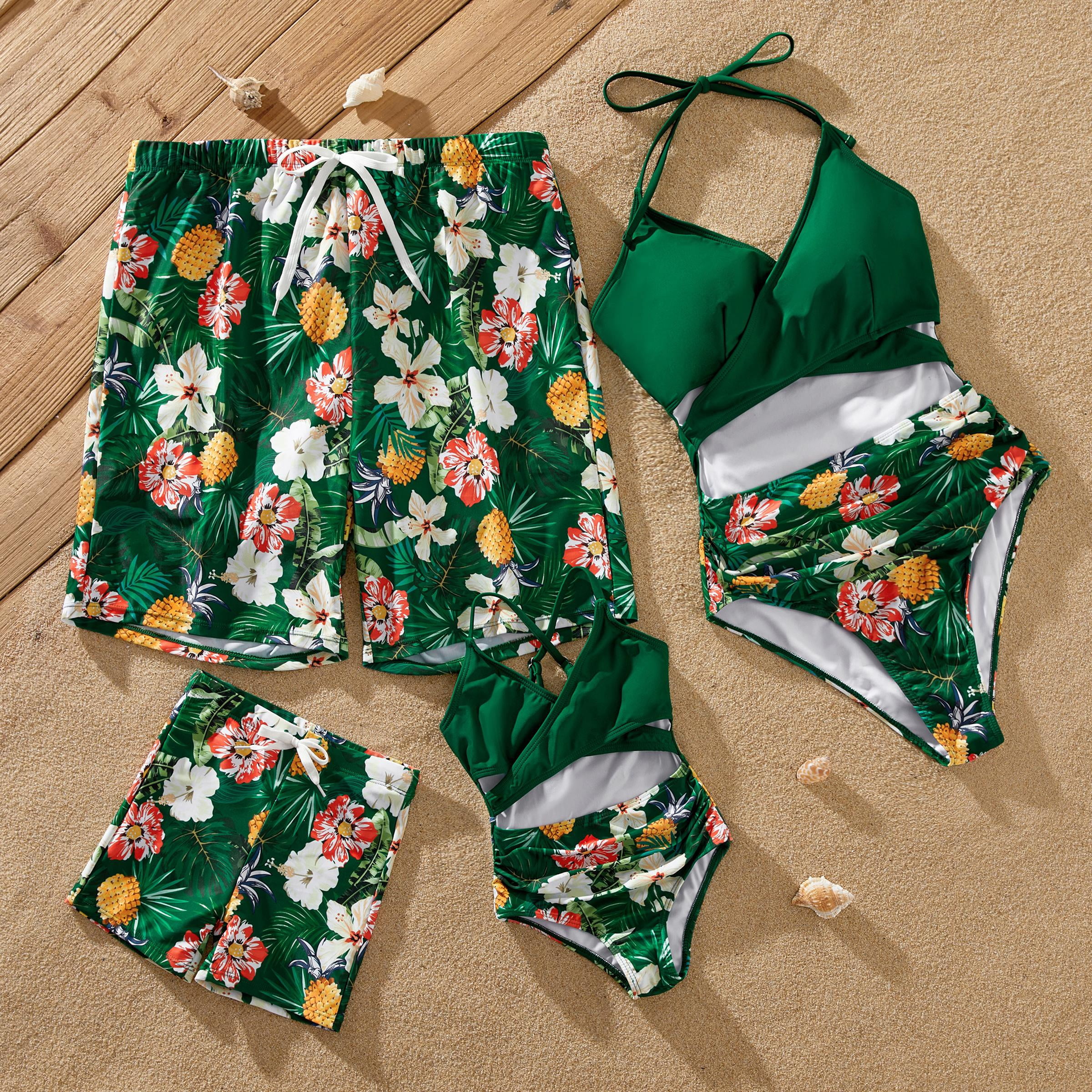 PatPat Family Matching Swimwear Pineapple Pattern Halter One-Piece ...