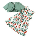 PatPat Floral Girl Dress Toddler Girl Clothes 2pcs Kid Sleeveless Dress and Short Sleeve Ruffled ...